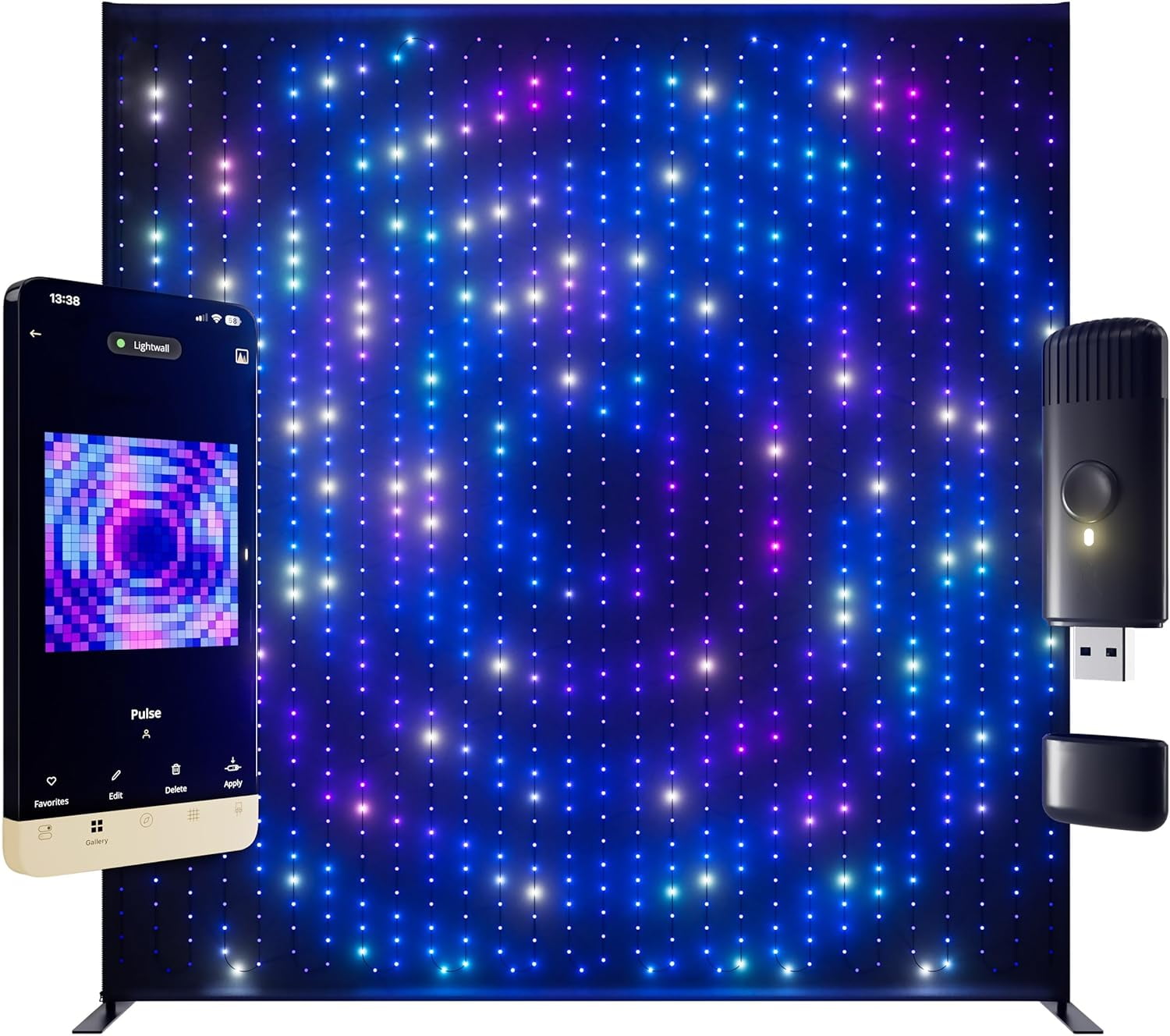 Twinkly Lightwall - 8.6 x 9 ft - Black Backdrop - with Stand and Music ...