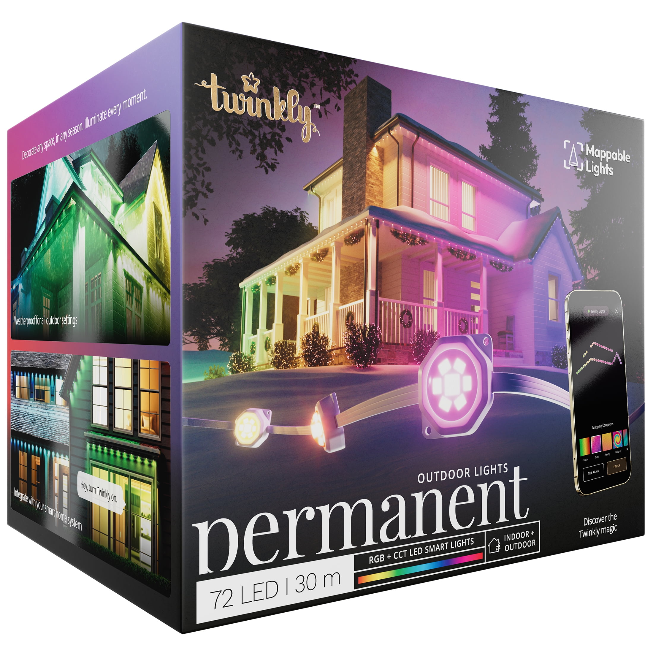 Twinkly Permanent Outdoor Lights – 72 RGB LEDs, White Wire - Walmart.com