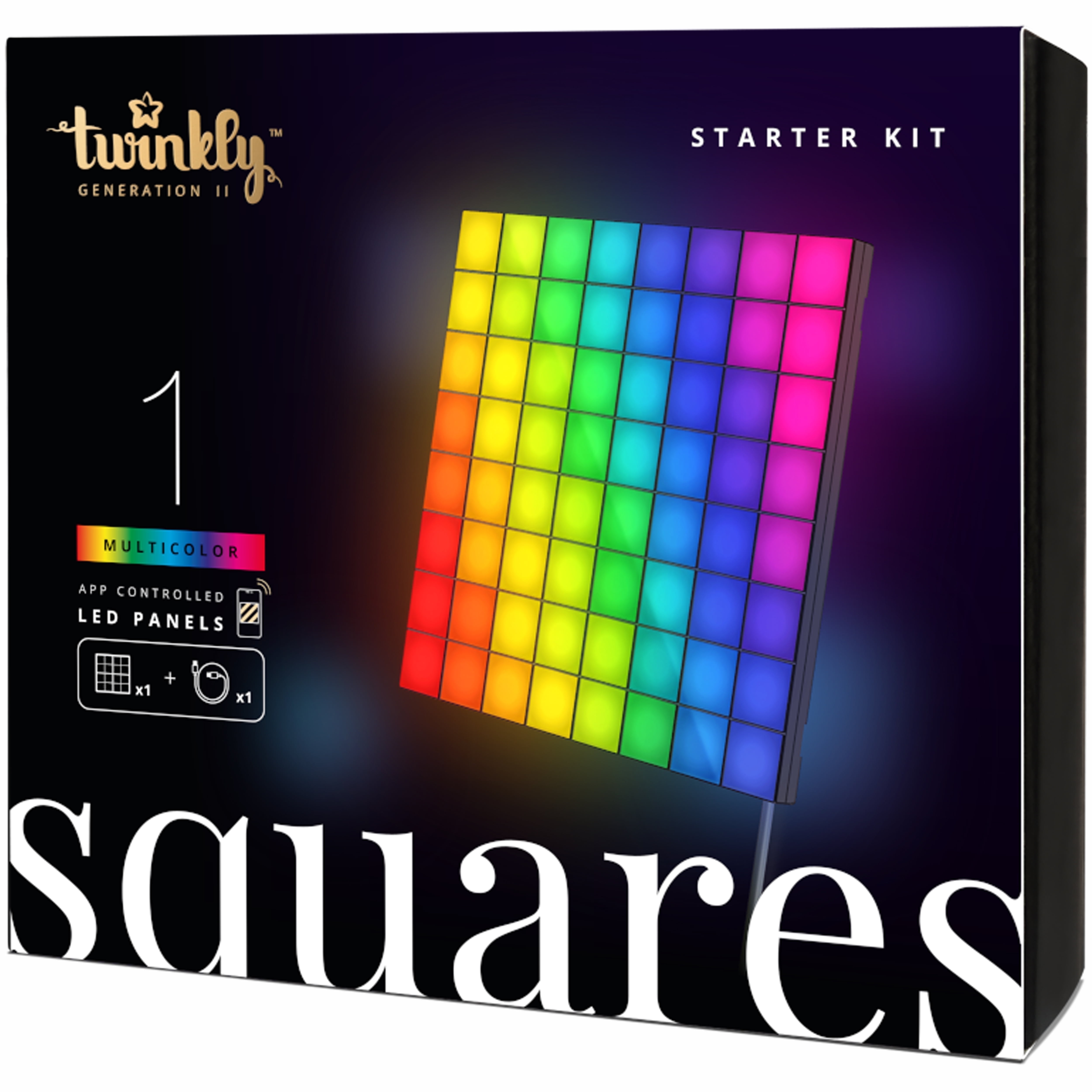 Twinkly Squares Smart LED Panels, 64 RGB Pixels, 16 Million Colors, USB ...
