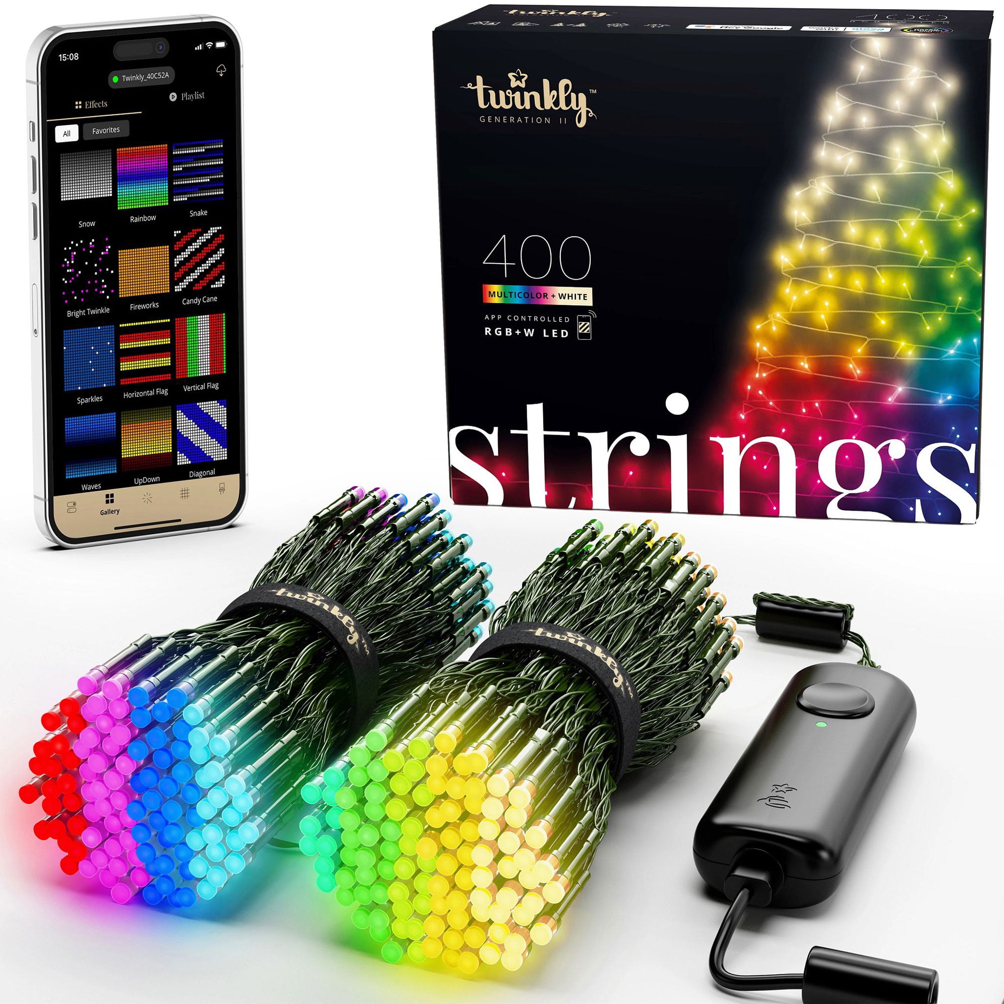 Twinkly Strings App-Controlled Smart 400 Multicolor RGB+W LED Christmas ... Twinkly Strings App-Controlled Smart 400 Multicolor RGB+W LED Christmas ...