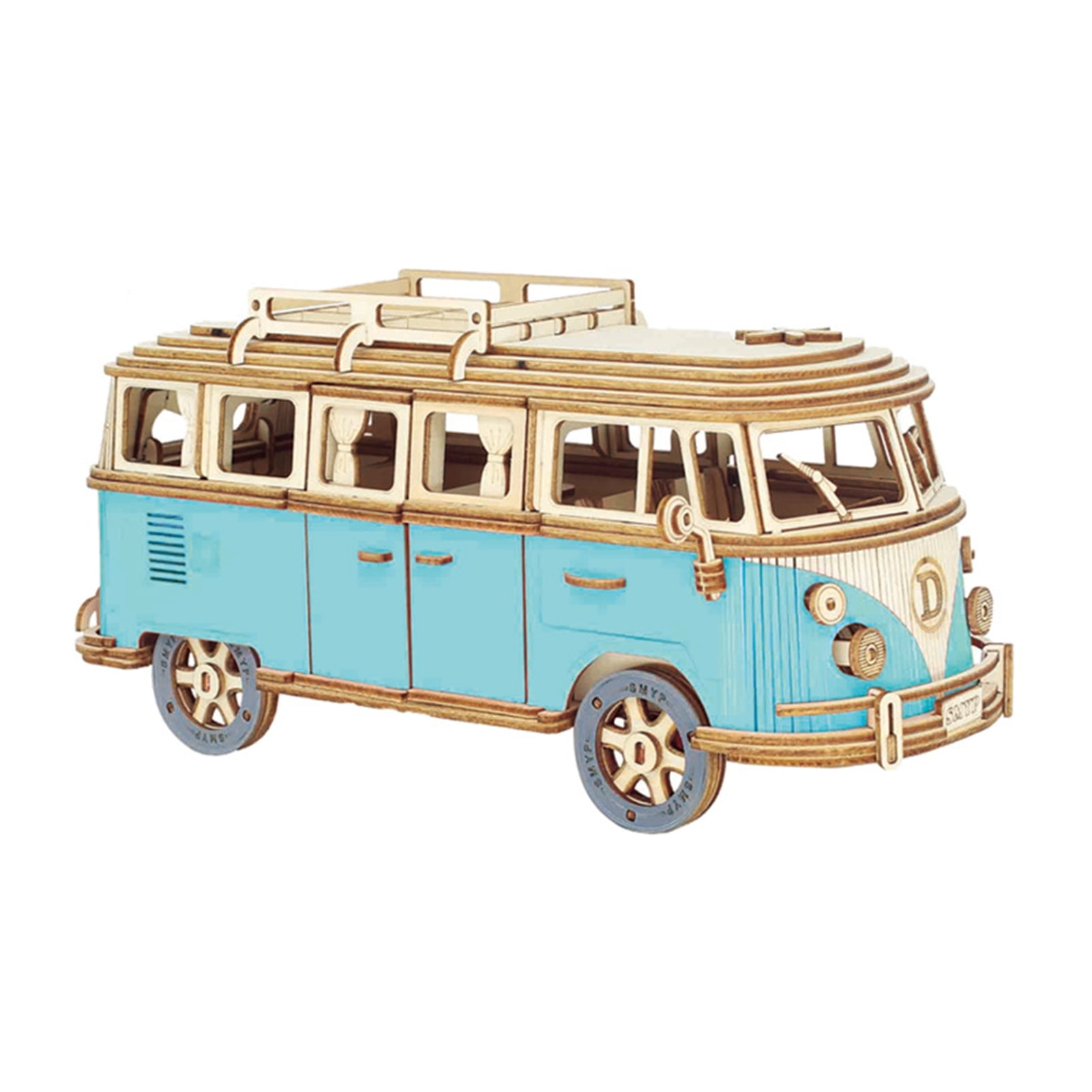 Twinkseal 3d Puzzle Kits for Concentration Wooden Retro Bus 3d Puzzle ...