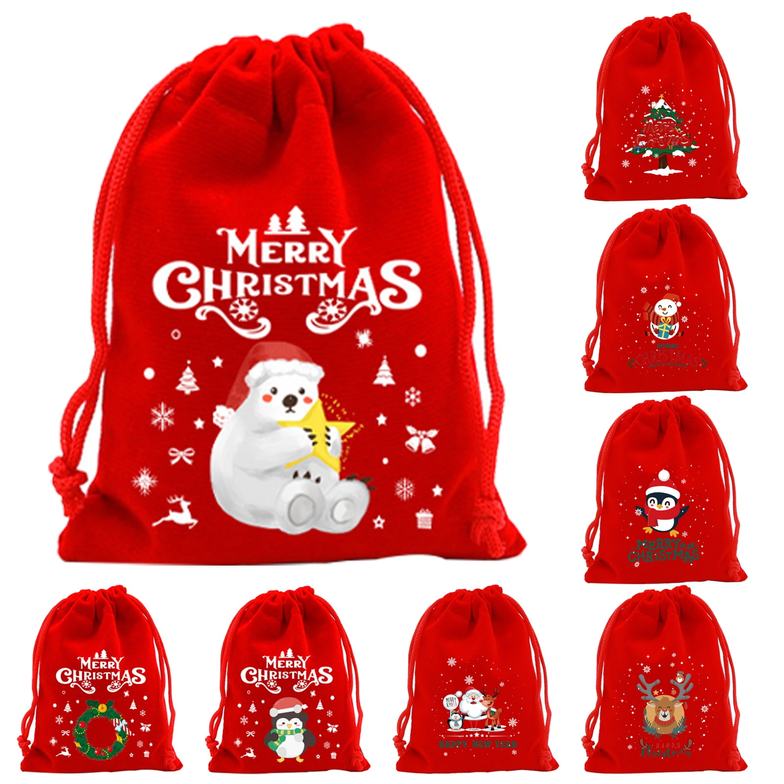 Twinkseal Party Favor Bags Christmas Candy Drawstring Bag Reusable ...