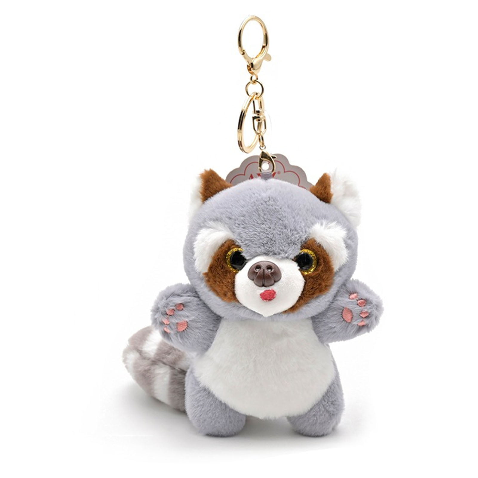 Twinkseal Stuffed Raccoon Raccoon Keychain 3d Eyes Lovely Long Tail ...