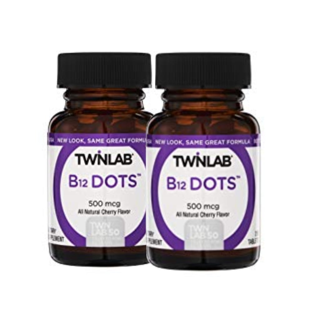 Twinlab B12 Dots - 500 mcg Cherry Flavor Vitamin B12 Sublingual Energy ...