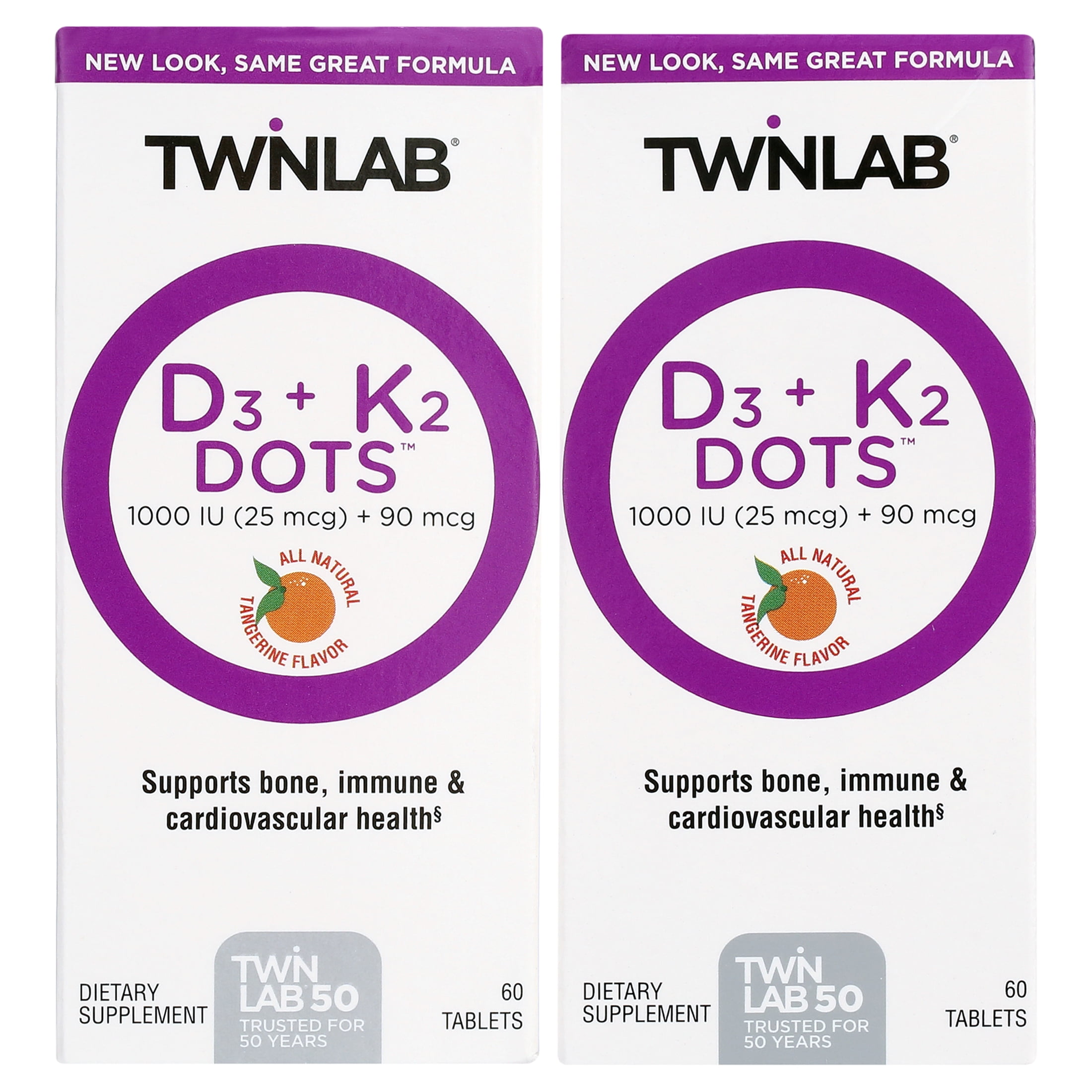 Twinlab D3 + K2 Dots - Immune & Heart Health Supplement, Bone Strength ...