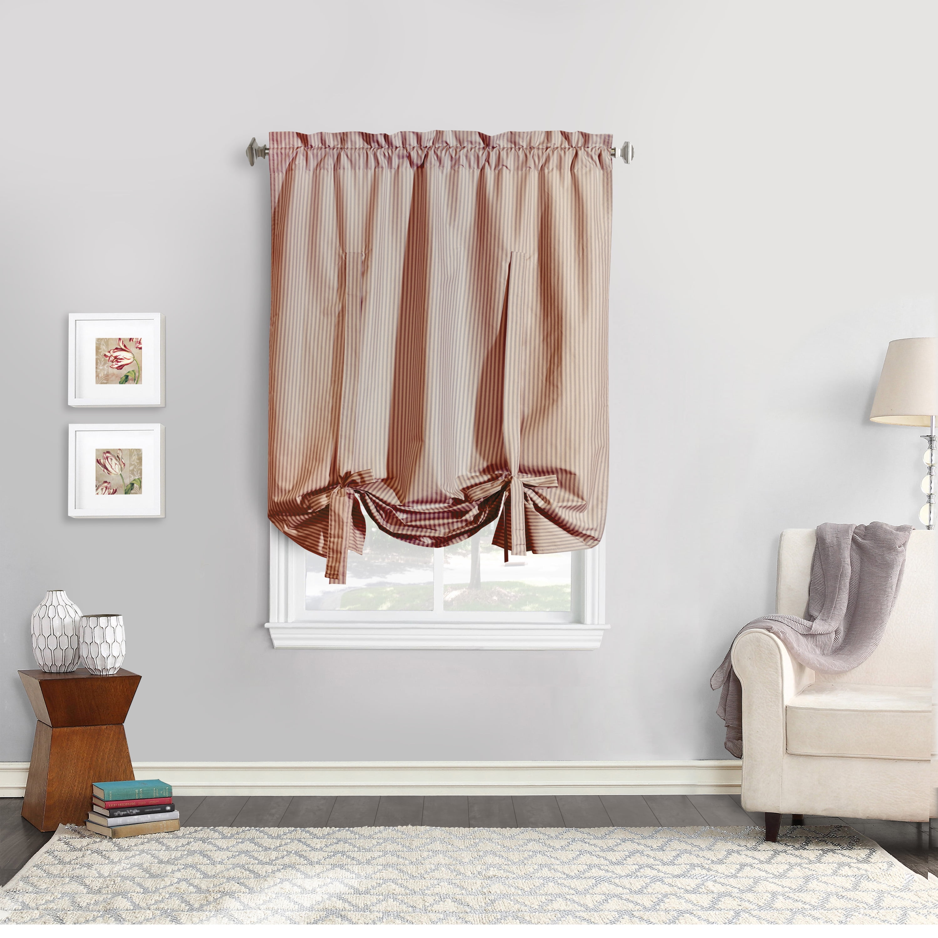 Twinning Pole Top Window Curtain Tie-Up Panel 40" x 63" in Burgundy ...