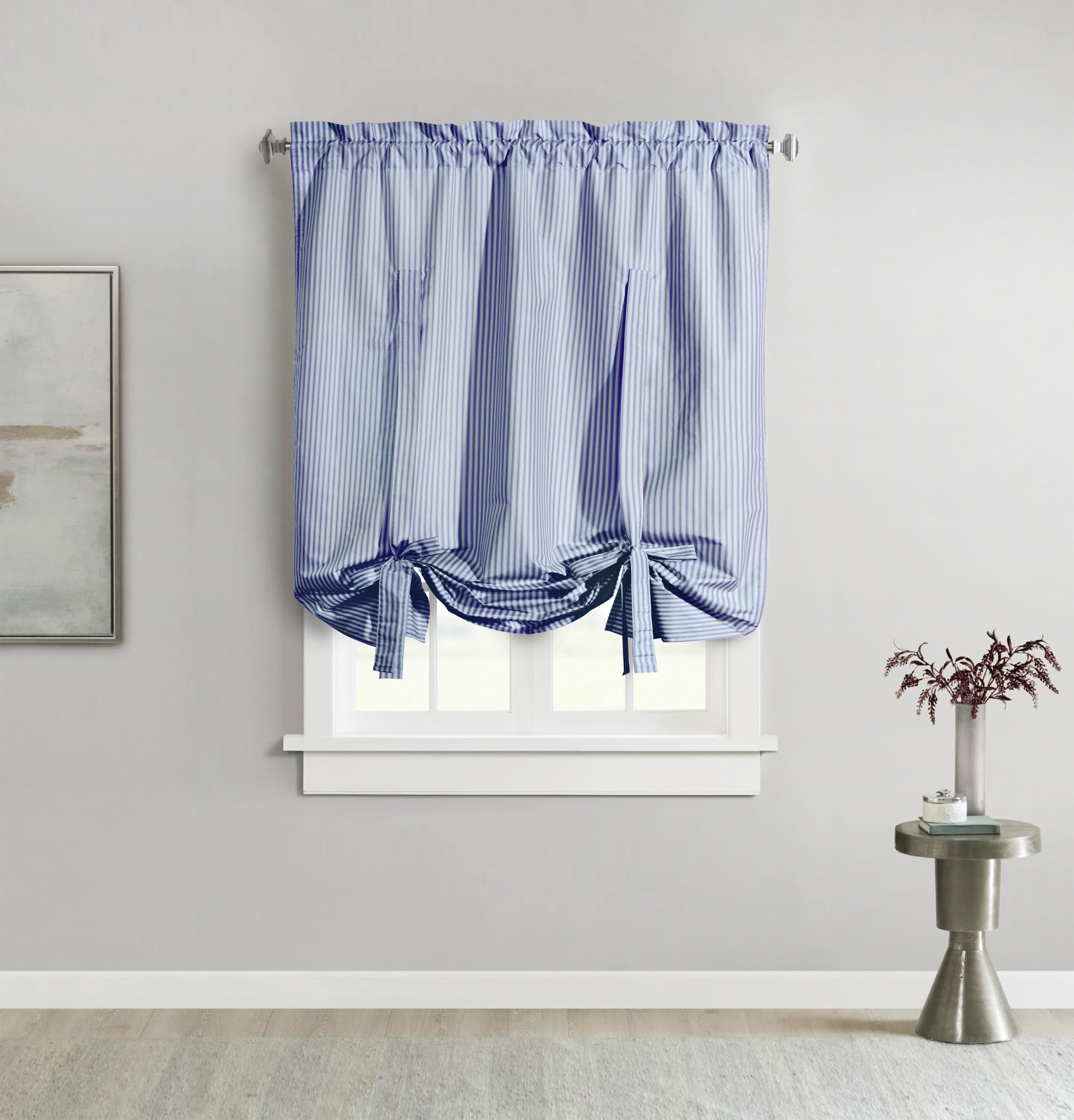 Twinning Pole Top Window Curtain Tie-Up Panel 40" x 63" in Navy ...