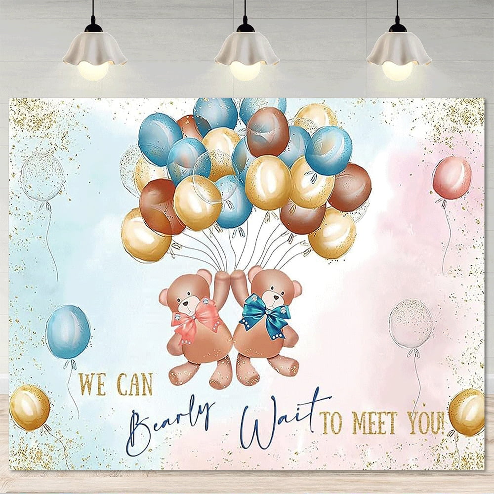 Twins Bear Baby Shower Backdrop We Can Bearly Wait to Meet You ...