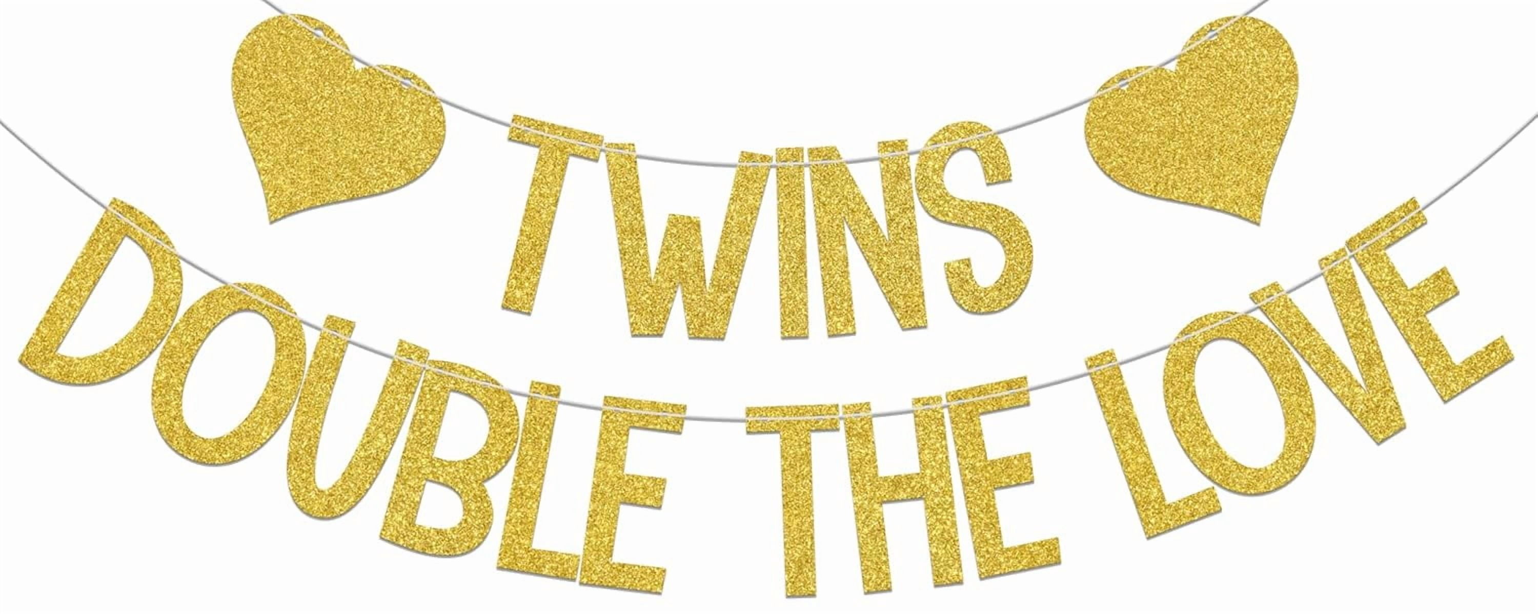Twins Double The Love Banner - Twin Baby Shower Decorations - Twins ...