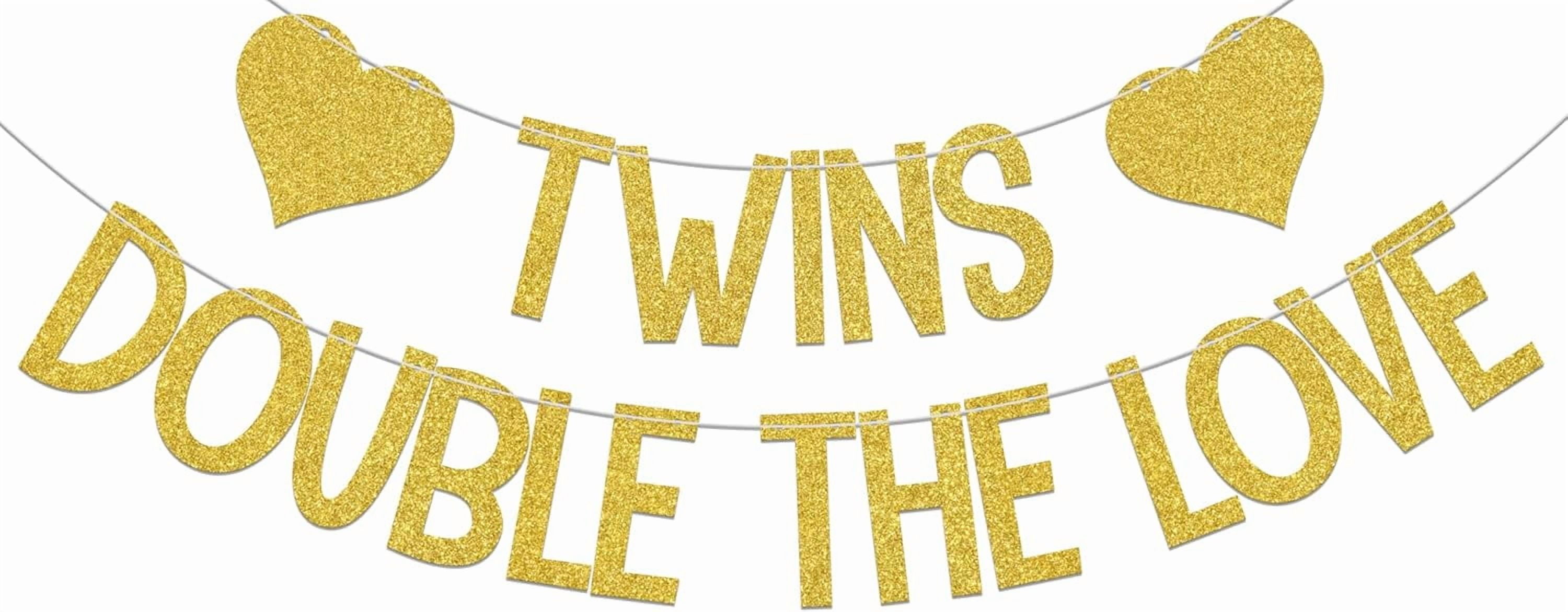 Twins Double The Love Banner - Twin Baby Shower Decorations - Twins ...