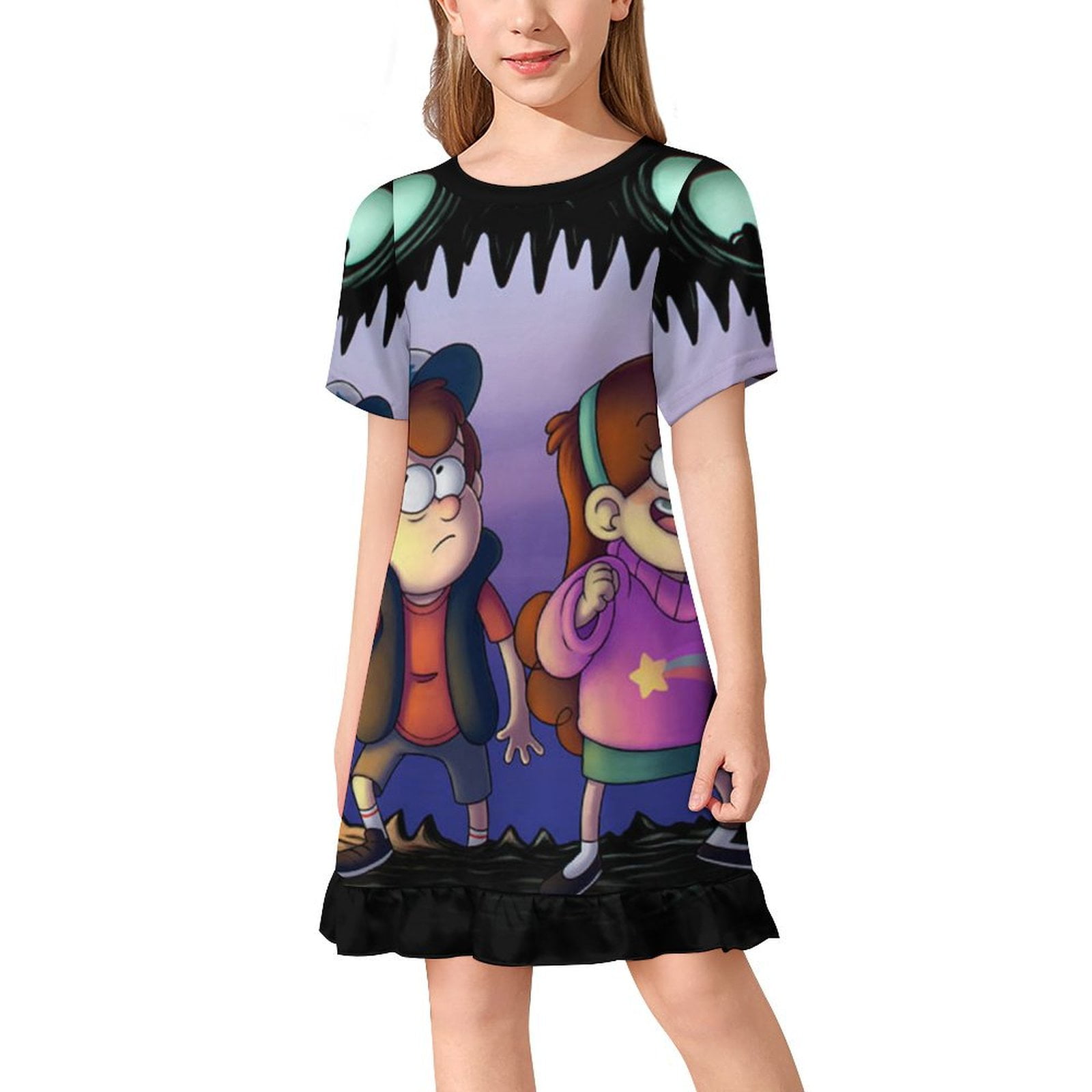 Twins Gravity Falls Mabel Pines Dipper Children's Short Sleeved Dress ...