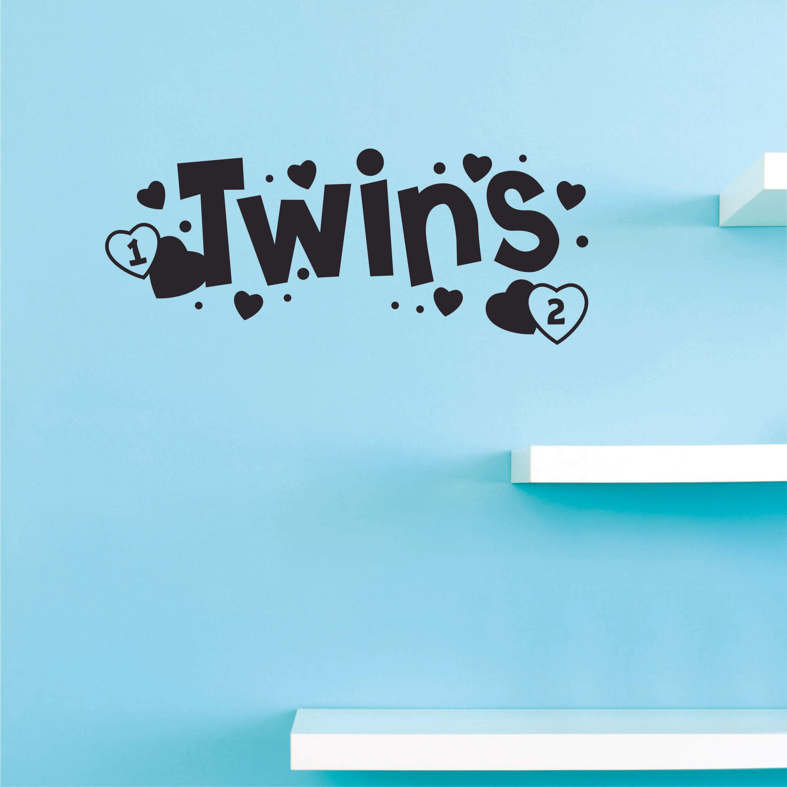 Twins Hearts Wall Sticker Decal Decoration | DIY - 20" x 40" Removable ...