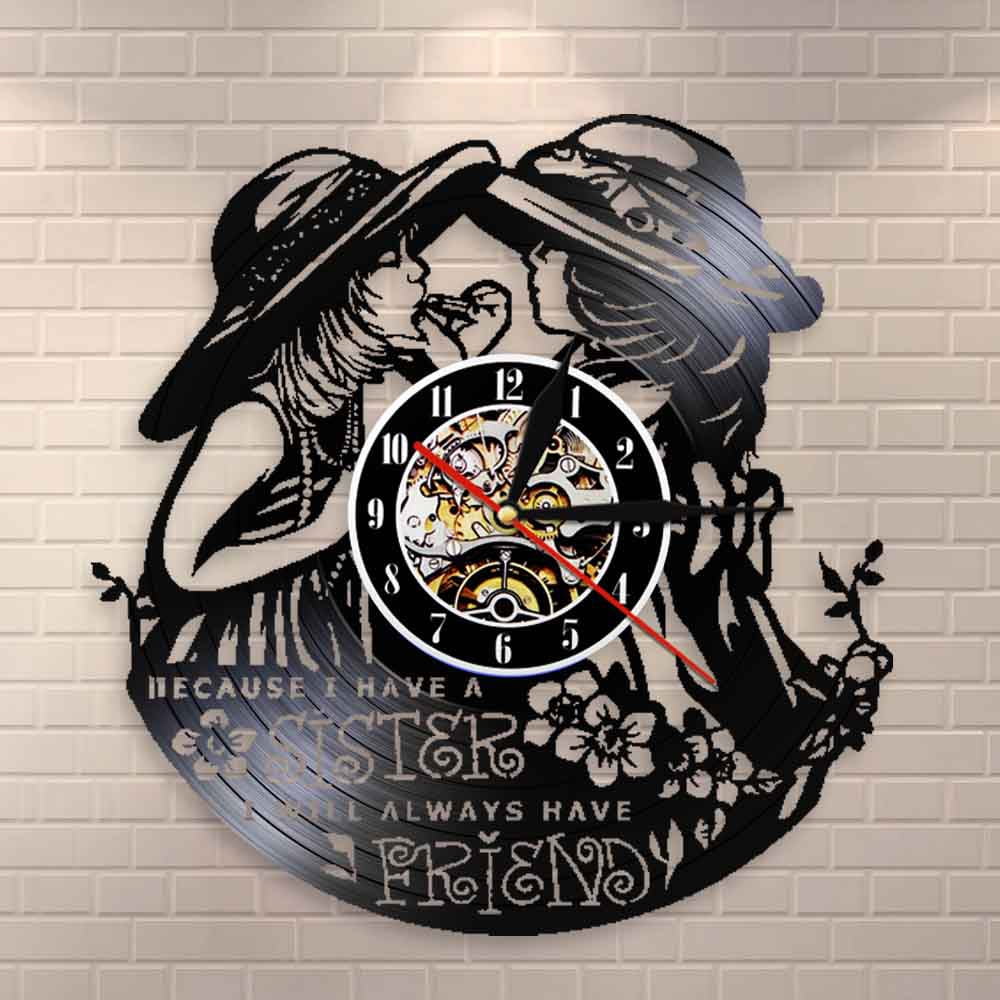 Twins Sisters Wall Art Friends Quote Wall Decor Modern Wall Clock ...