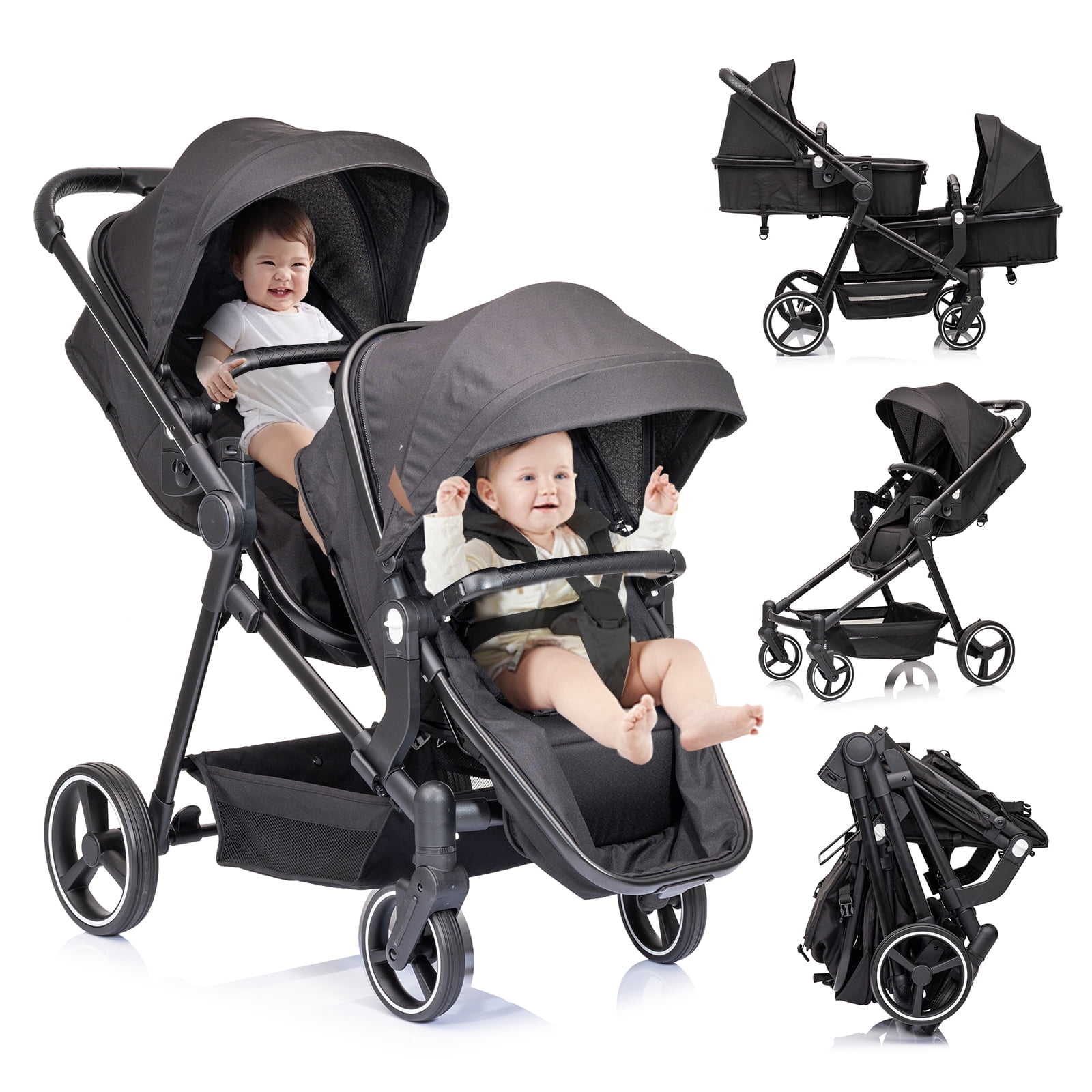 Twins Stroller – Versatile Single & Double Lightweight Travel Foldable ...