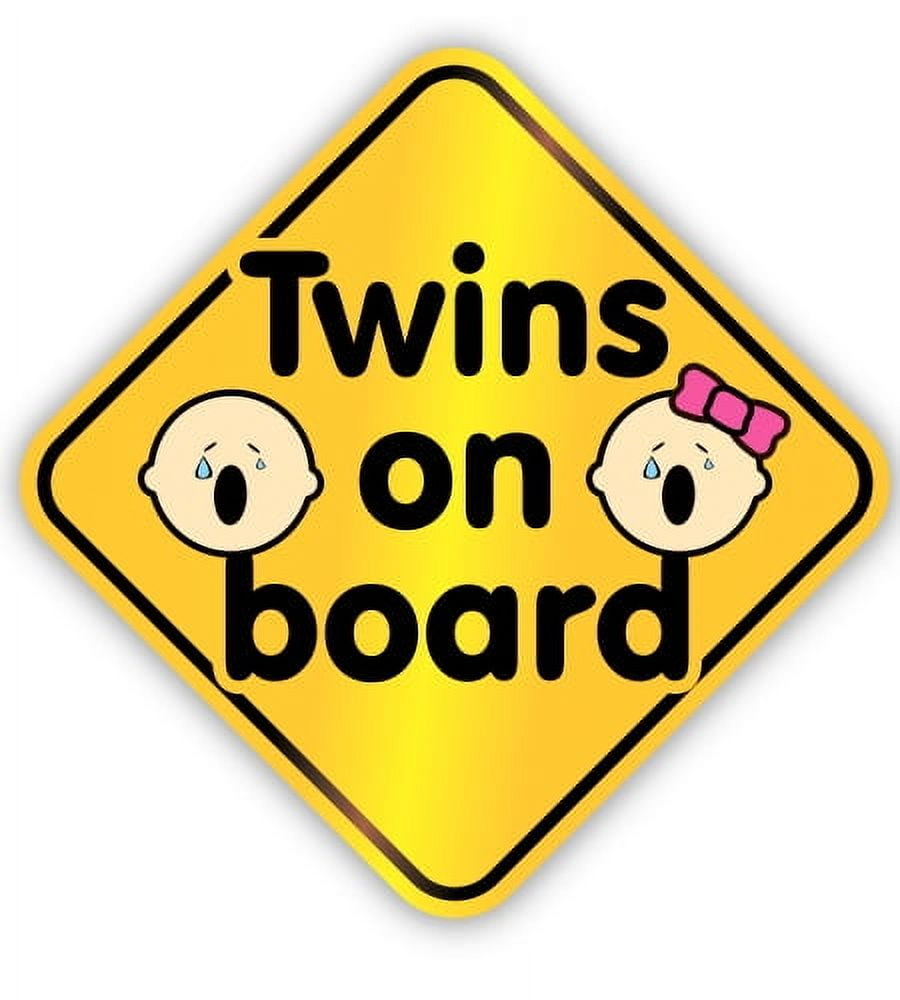 Twins on Board Boy and Girl - 5" Vinyl Sticker - For Car Laptop I-Pad ...