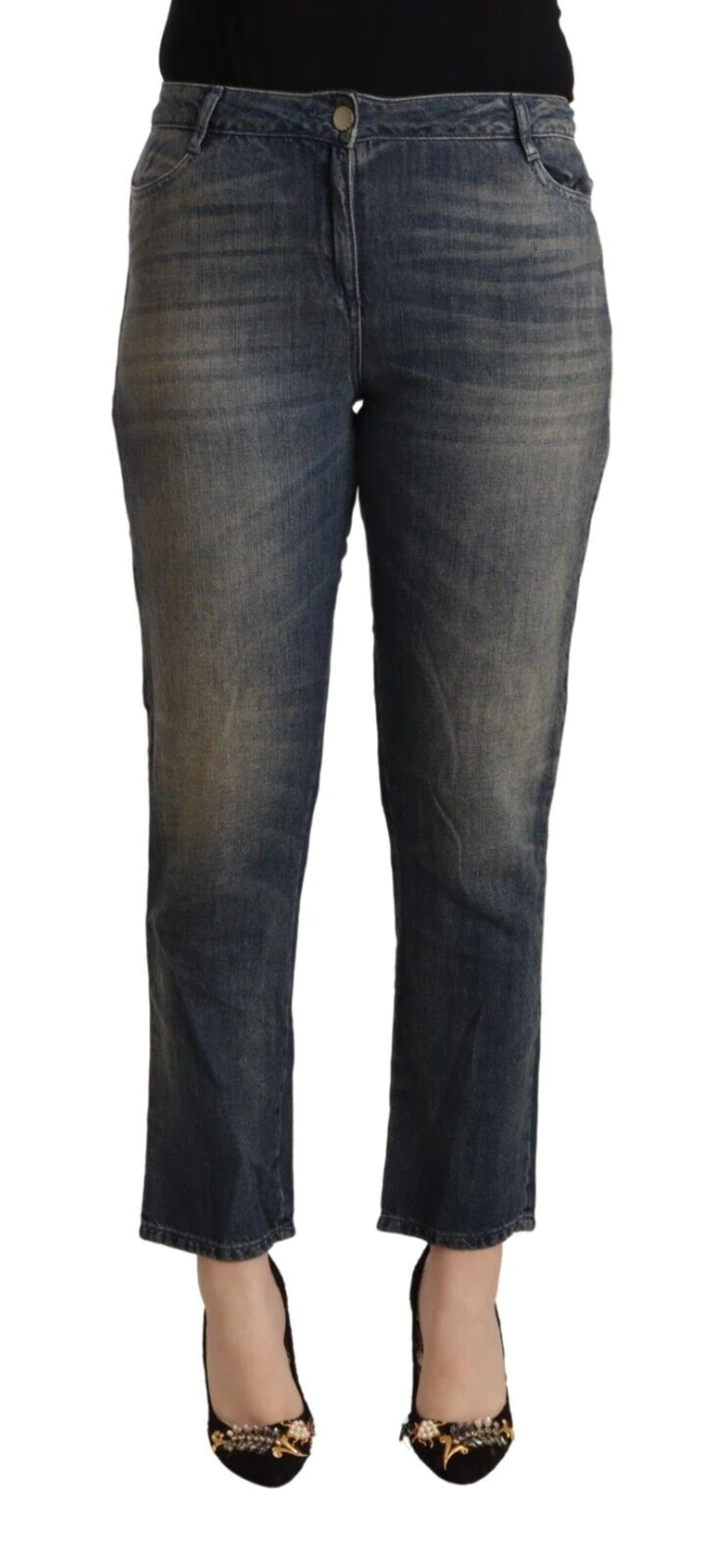 Twinset Blue Washed Cotton Cropped Capri Women Denim Jeans - Walmart.com