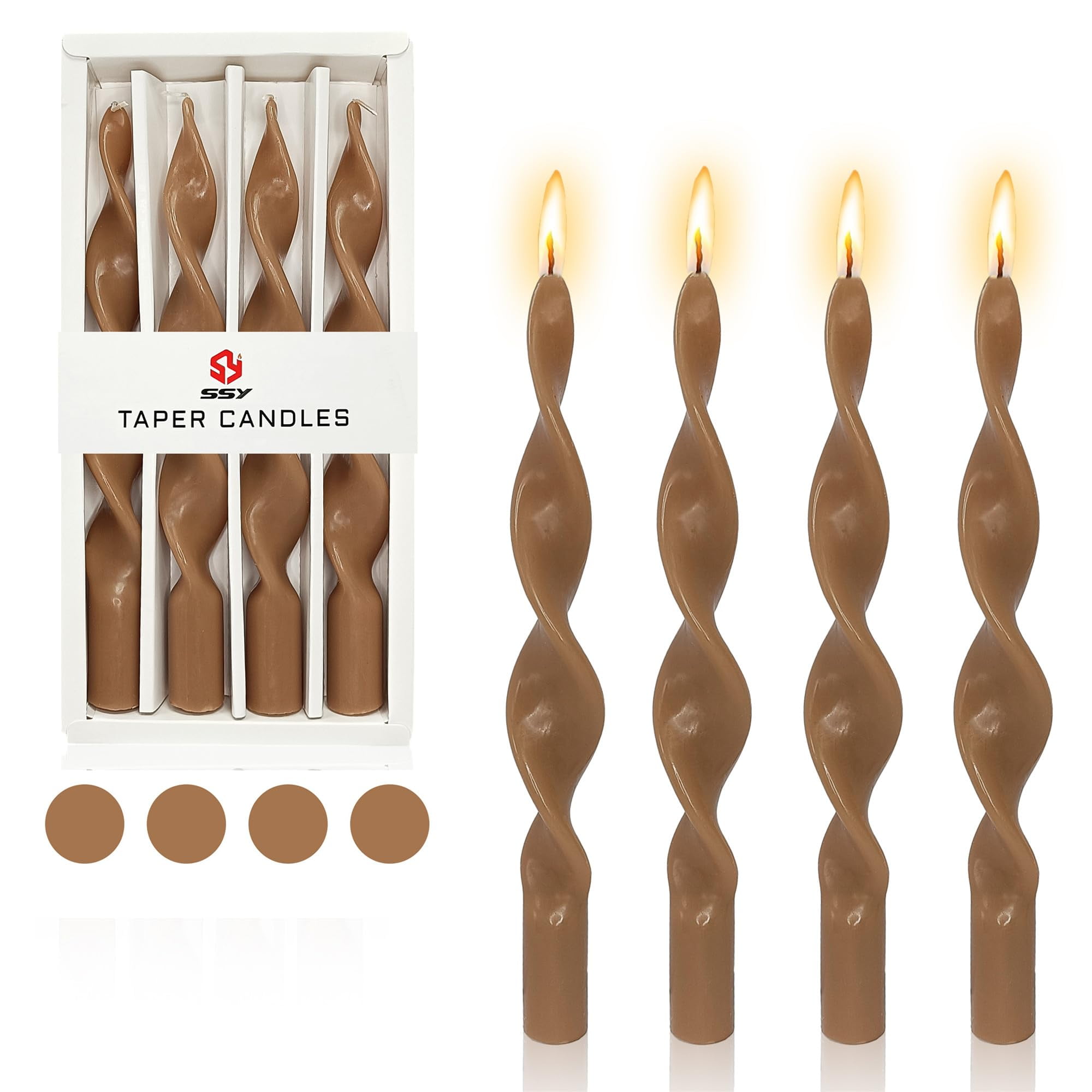 Twirl Candlesticks Spiral Taper Candle -Gedengni 10inches Brown Candle ...