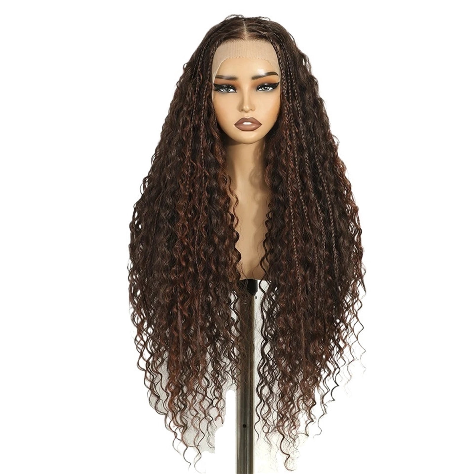 Twist Braided Synthetic Wig 13X4 Lace Wigs For Black Women Faux Goddess ...
