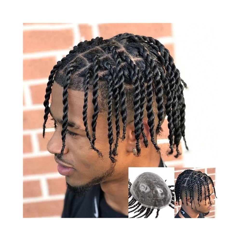 Twist Braids Toupee for Men Indetectable Male Hair Prosthesis Injection ...
