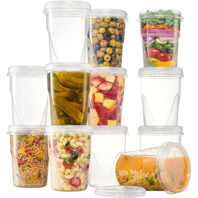 PLASTICPRO 32 Oz Twist Cap Meal Prep Containers Reusable Food Storage Containers with Lids, 12 ...