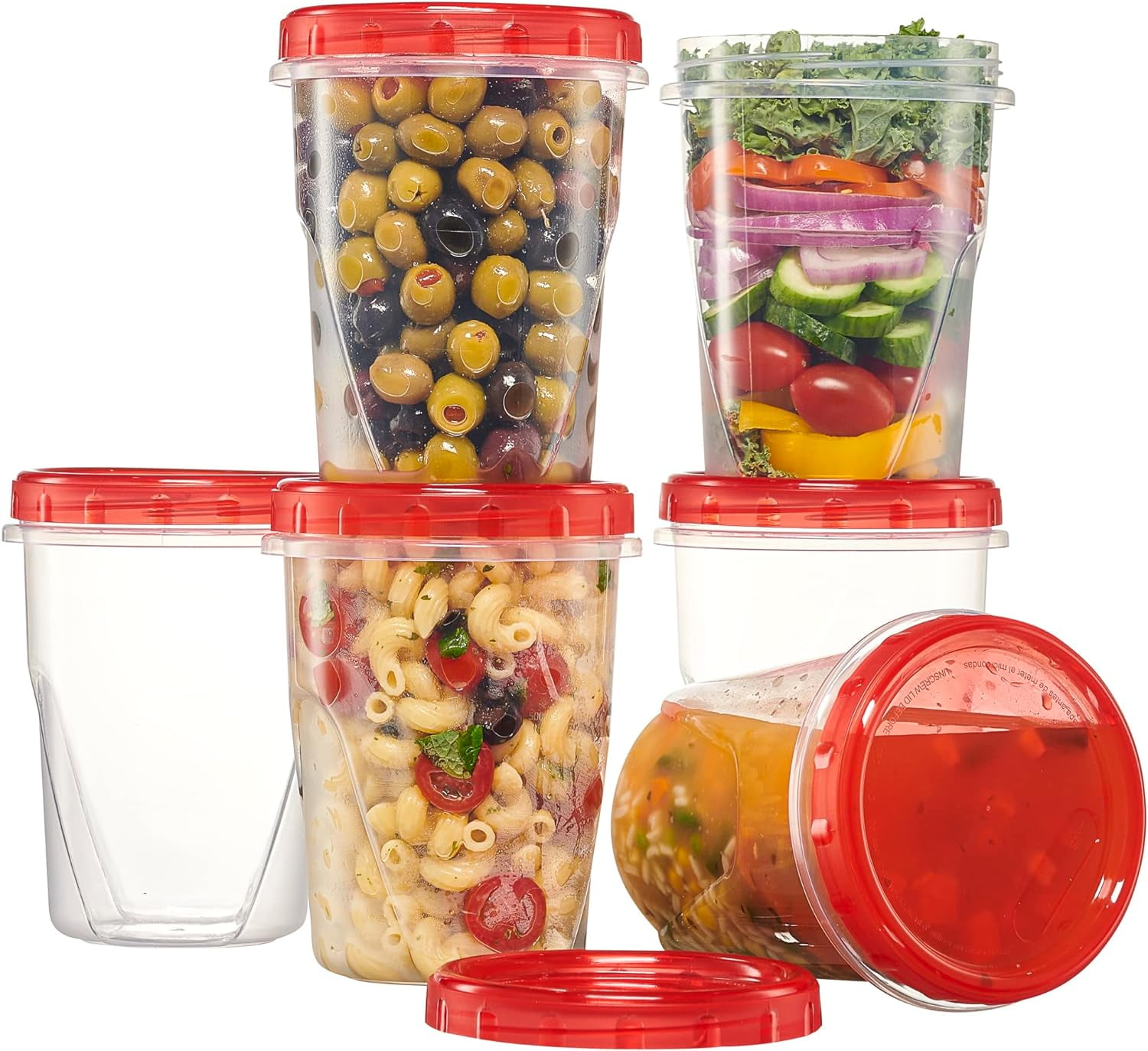 PLASTICPRO 32 Oz Twist Cap Meal Prep Containers Reusable Food Storage Containers with Lids, 6 ...