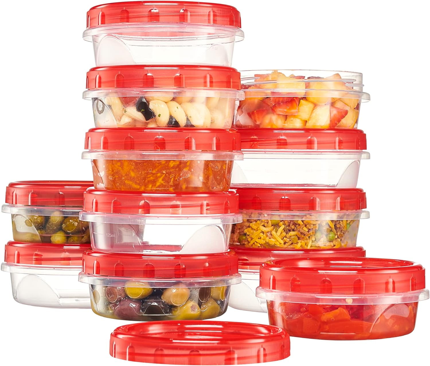 PLASTICPRO 8 Oz Twist Cap Food Storage Containers with Lids, Leakproof ...