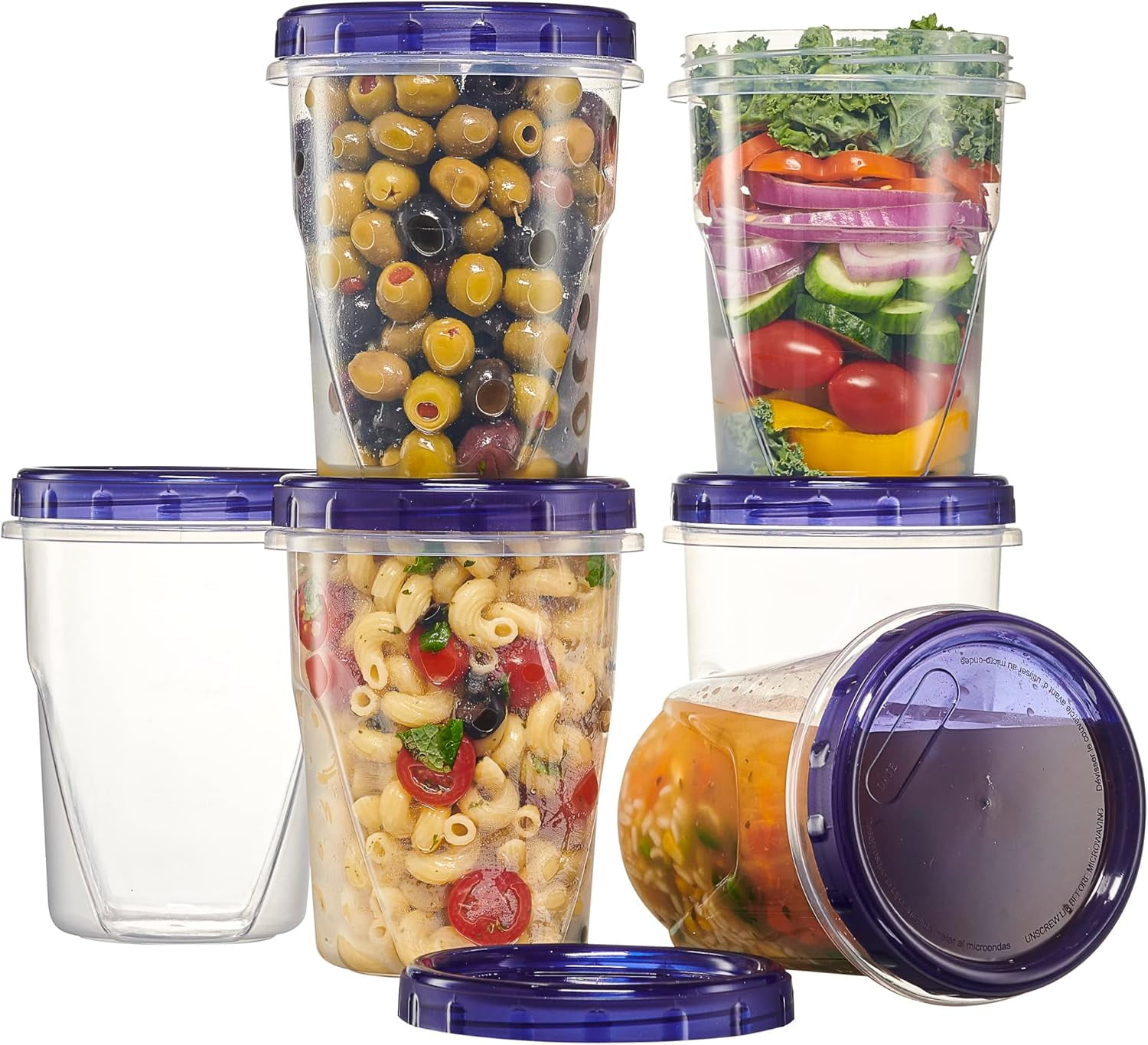 Twist Cap Food Storage Containers with Blue Screw on Lid- Reusable Meal ...