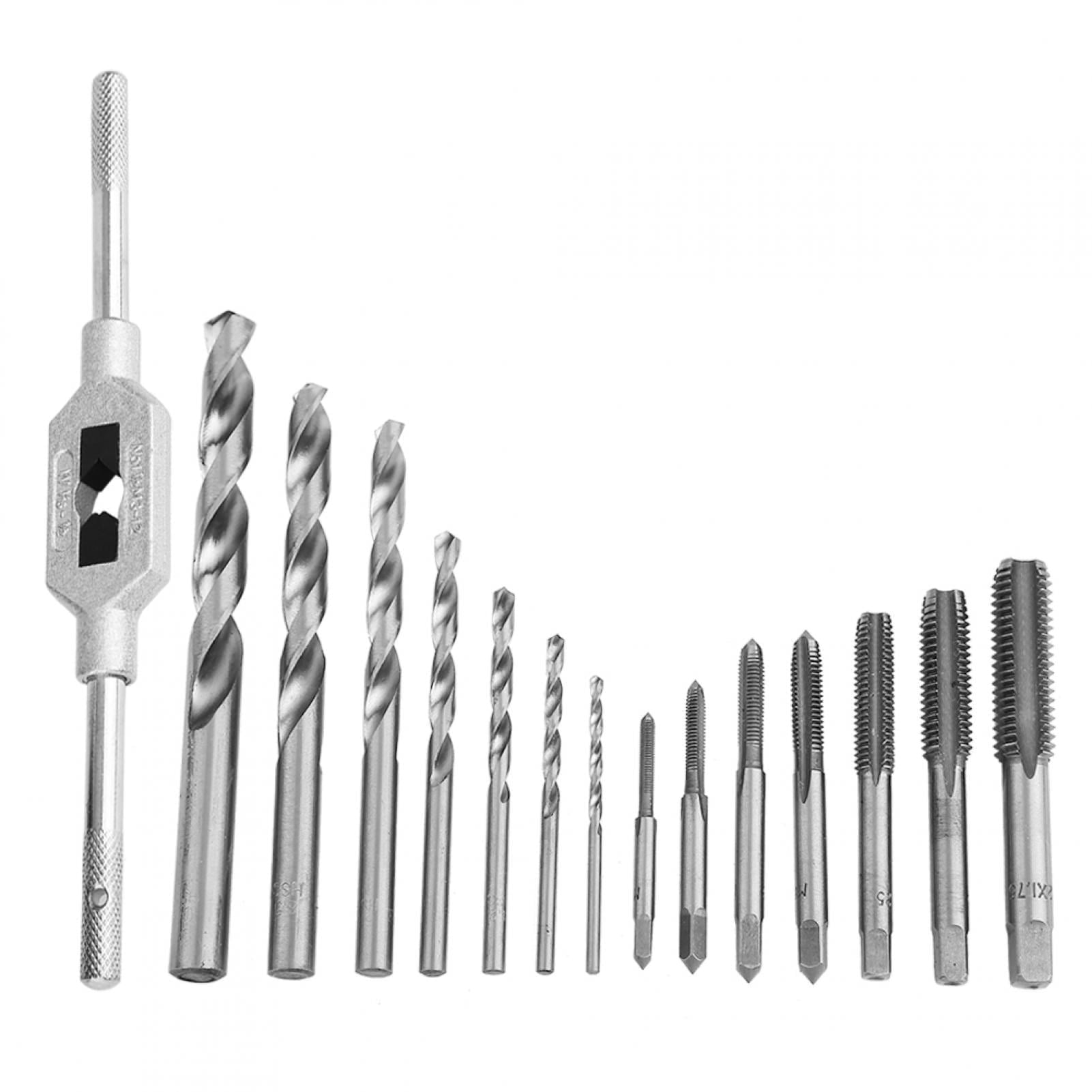 Twist Drill Bit Set , 15Pcs Alloy Steel Tap Wrench Screw Taps Twist ...