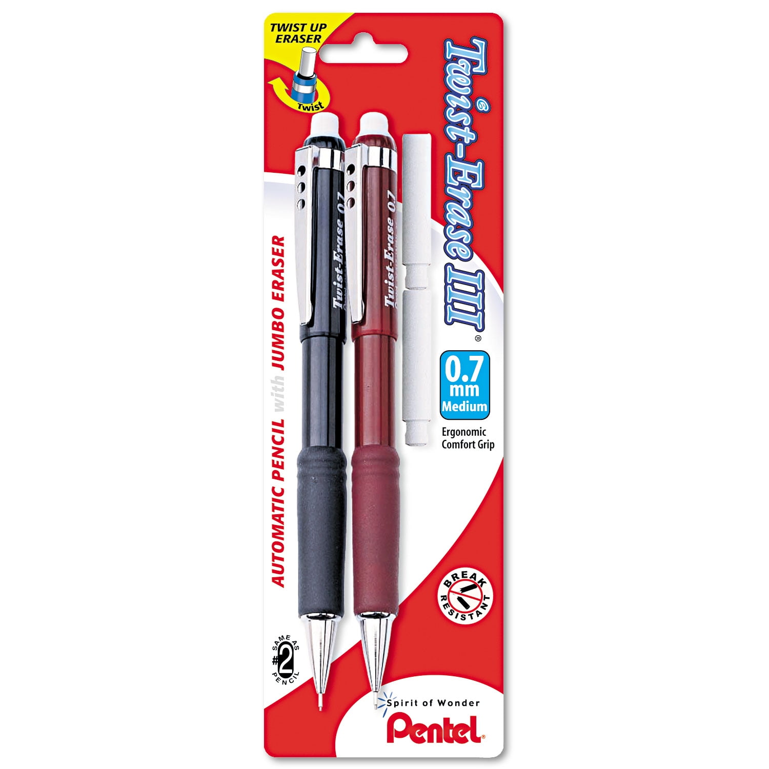 Twist-Erase III Mechanical Pencil, 0.7 mm, HB (#2), Black Lead ...