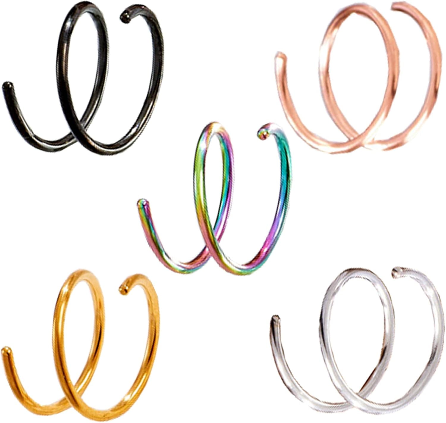 Twist Nose Ring Hoop for Women Double Nose Hoop Rings Spiral Nose Hoop ...