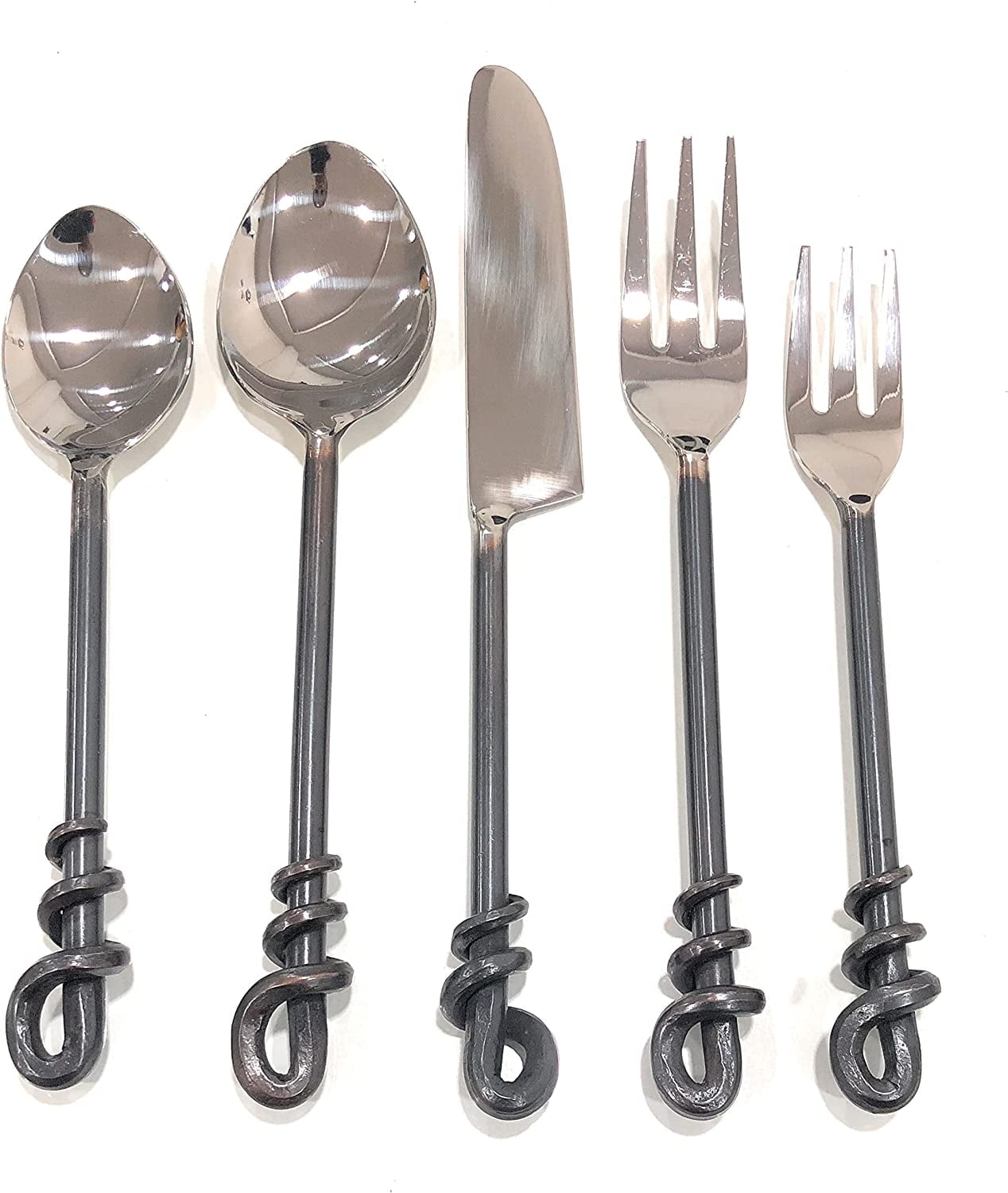 Twist Stainless Steel Flatware Set - Kitchen Cutlery Utensils Knife ...