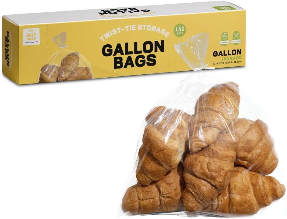 Twist Tie Gallon Bags, 150 Count, Easy To Use, Twist-Ties Include, Food ...