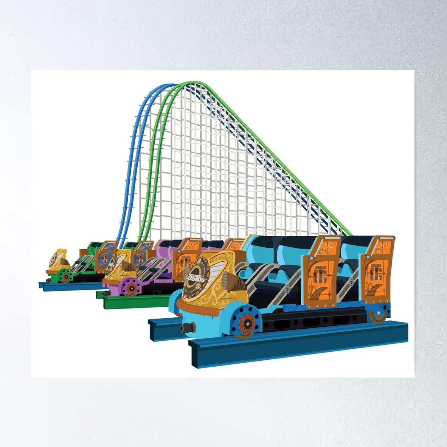 Twisted Colossus Six Flags Magic Mountain Train Design Poster Wall Art ...