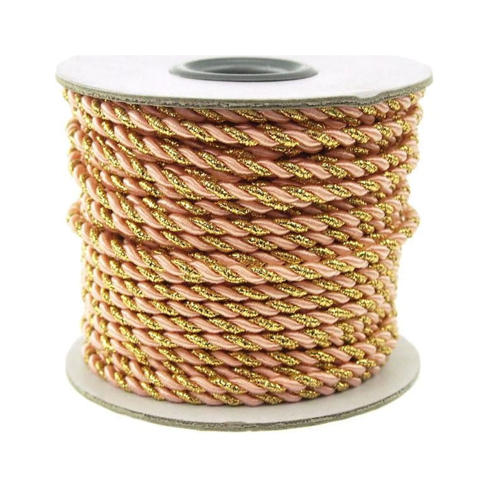 Twisted Cord Rope 2 Ply, 3mm, 25-yard, Gold Trim, Light Peach - Walmart.com
