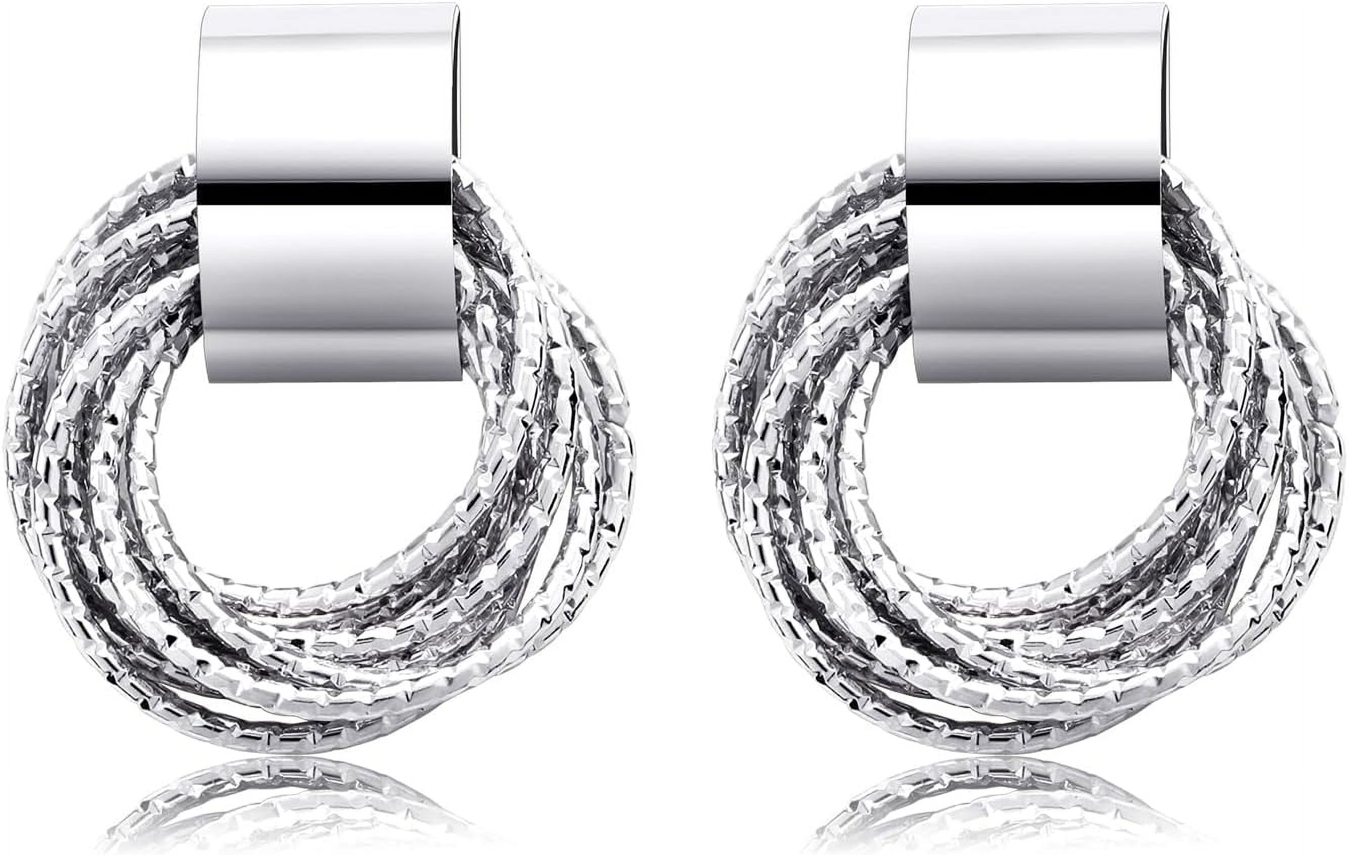 Twisted Earrings Round Double Circle Stud Earrings Statement Chunky Polished Drop Hoop Earrings ...