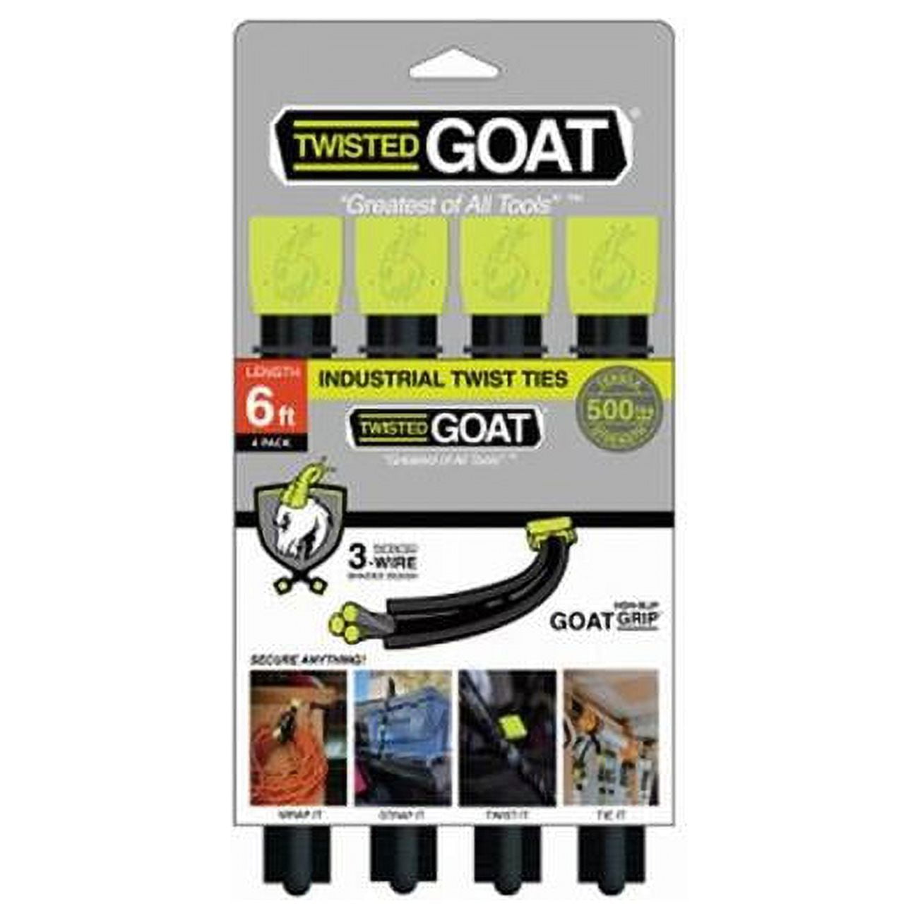 Twisted Goat 6 ft. Twist Tie, Black - 4 per Pack - Pack of 12 - Walmart.com
