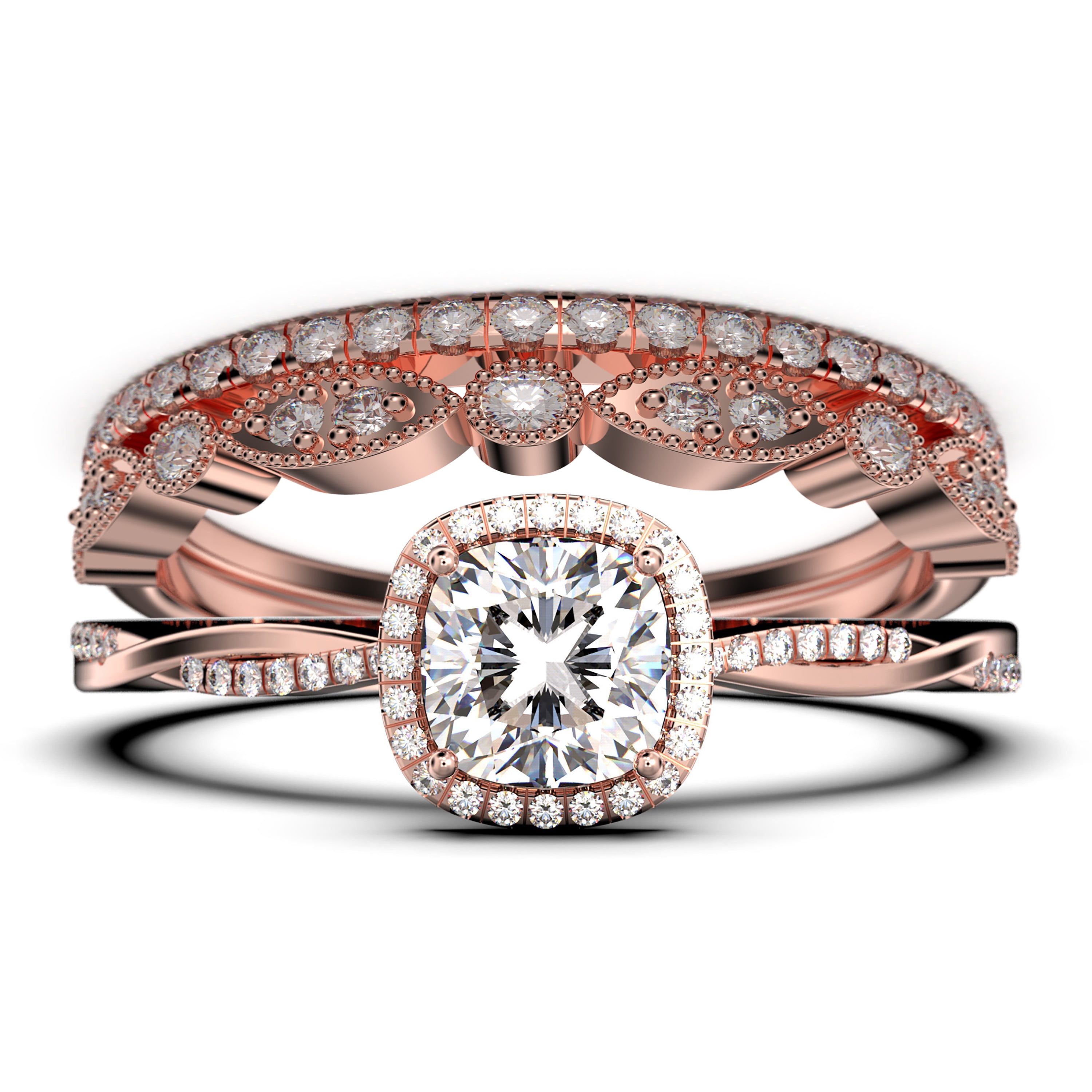 Twisted Infinity Band Dazzling Boho & hippie 2.00 Carat Round Cut Diamond Moissanite Engagement ...