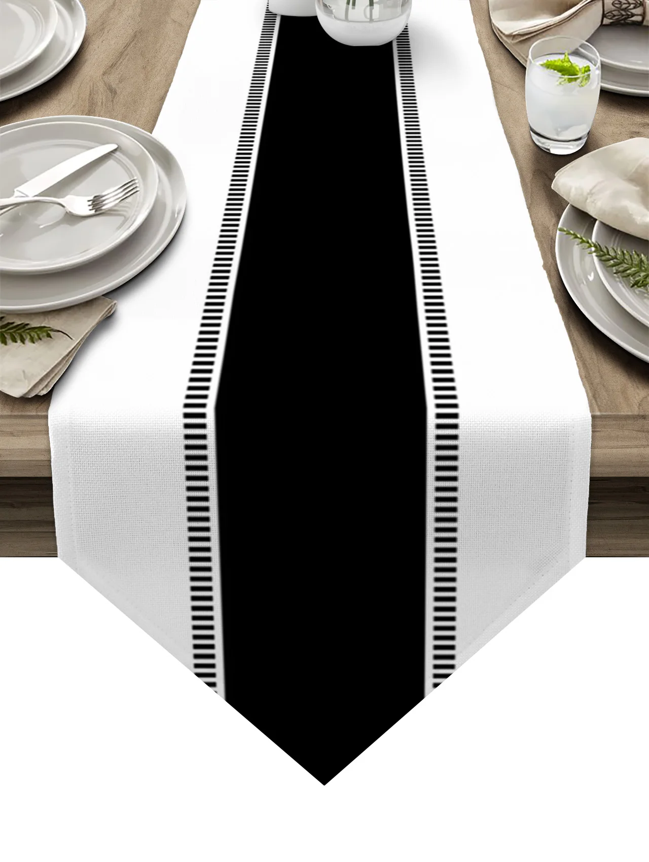 Twisted Lines Art Black Background Table Runner Dining r Accessories ...