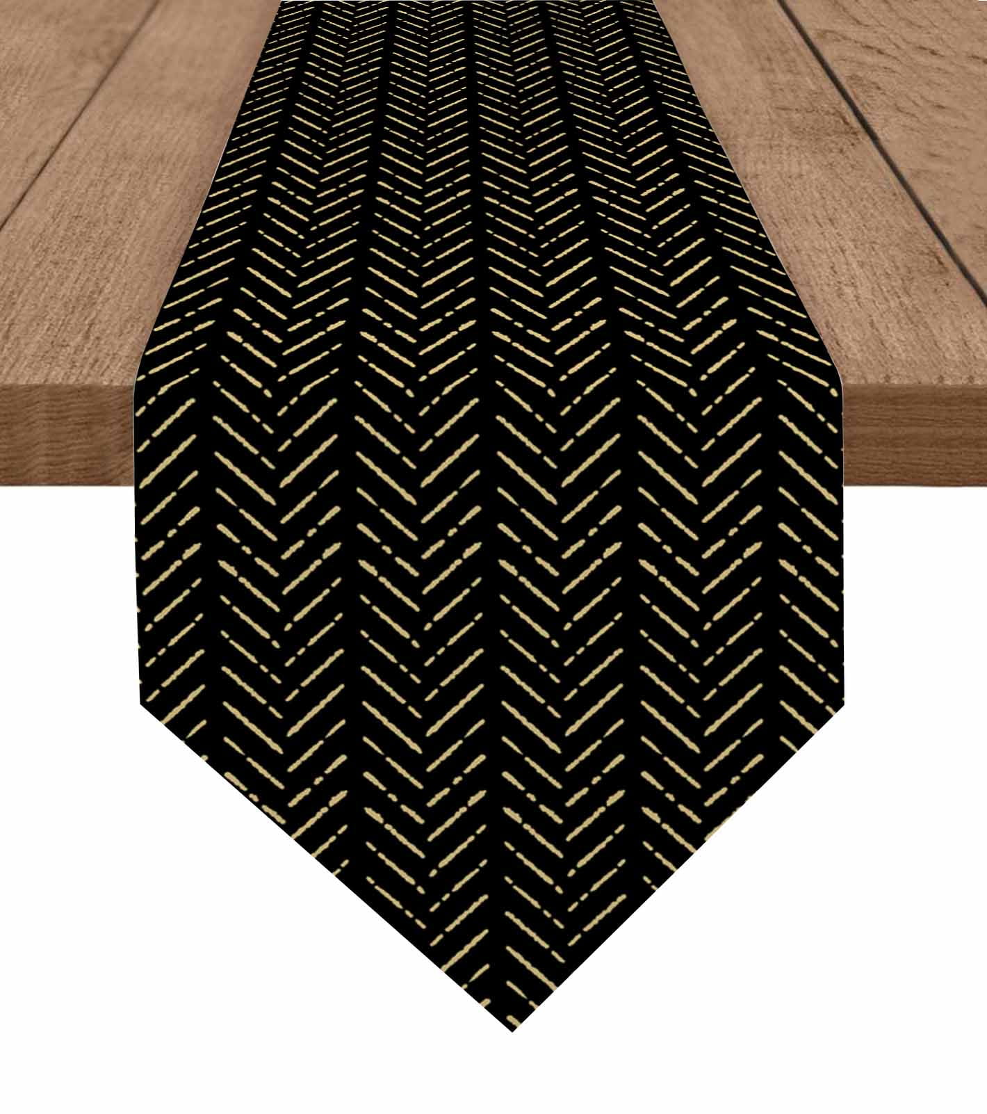 Twisted Lines Art Black Background Table Runner Dining r Accessories ...