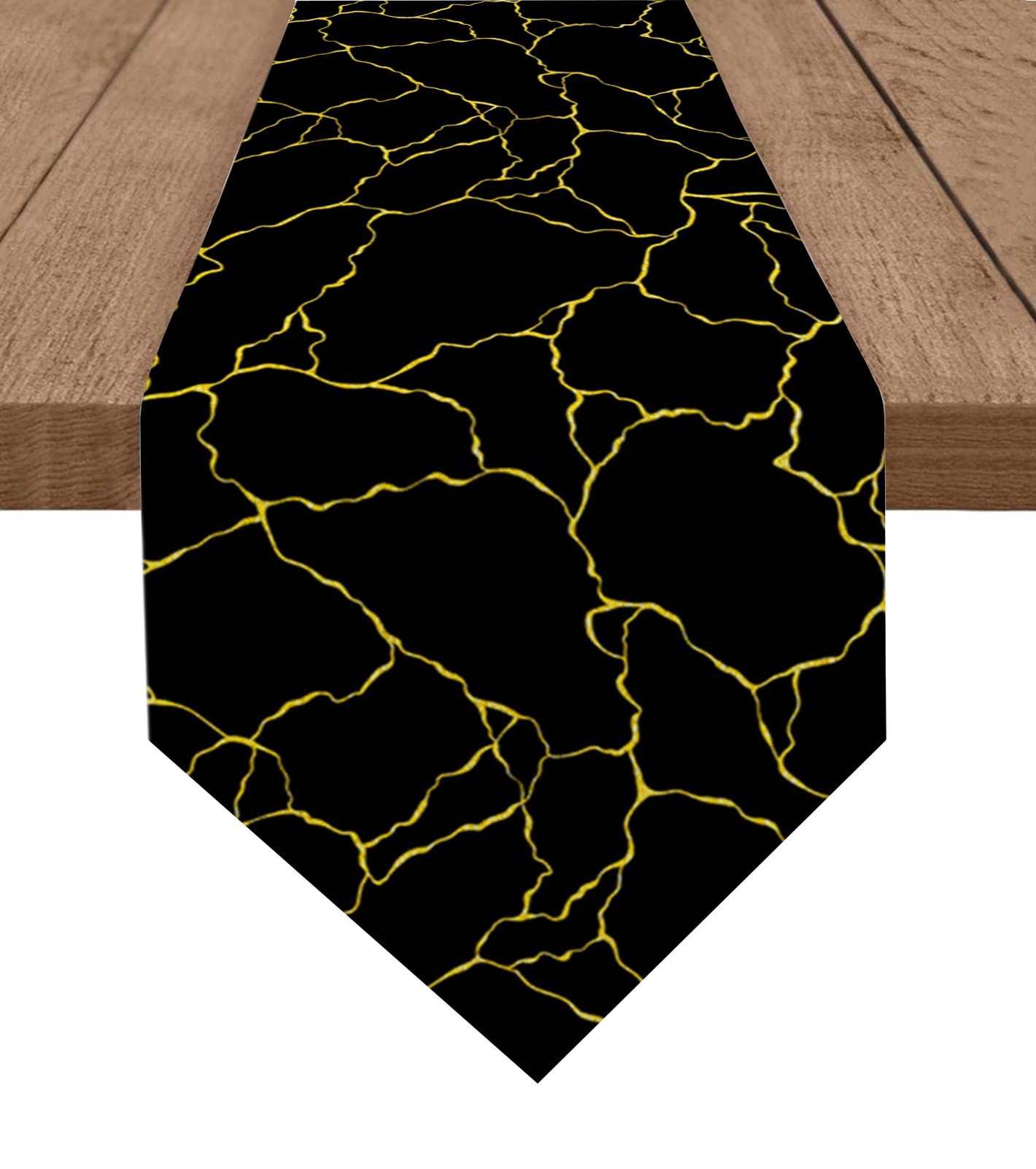 Twisted Lines Art Black Background Table Runner Dining r Accessories ...