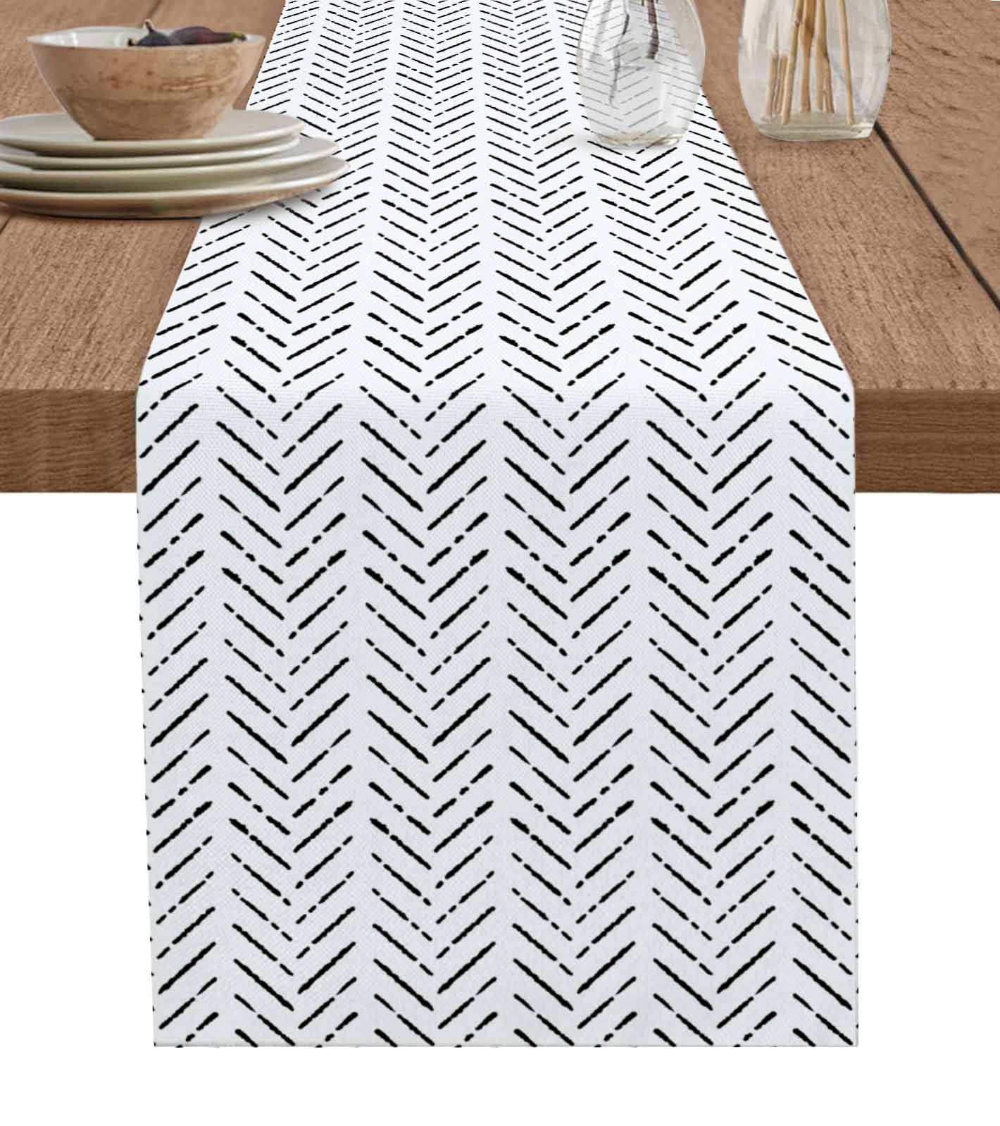 Twisted Lines Art Black Background Table Runner ration Home r Dinner ...