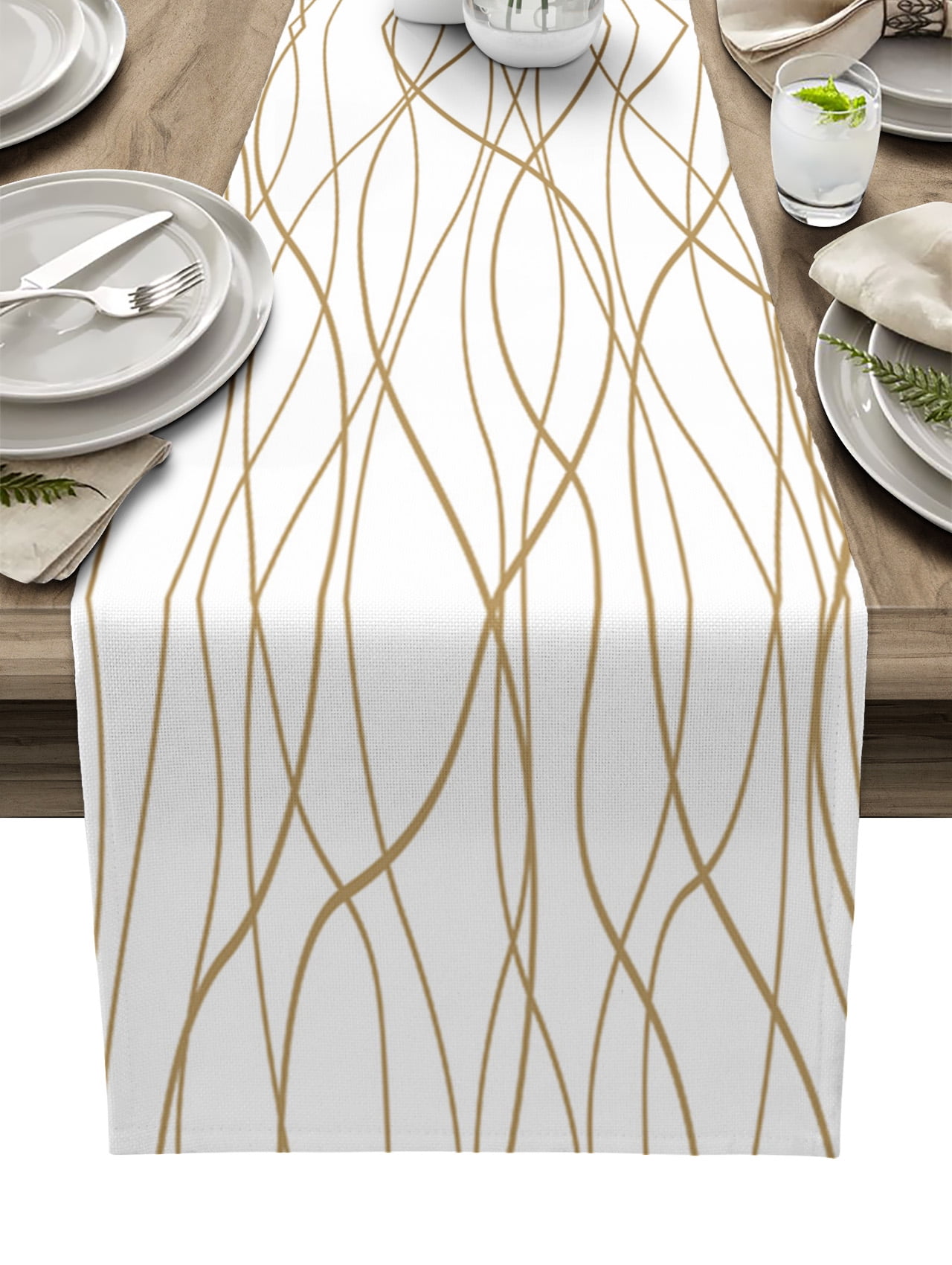 Twisted Lines Art Black Background Table Runner ration Home r Dinner ...