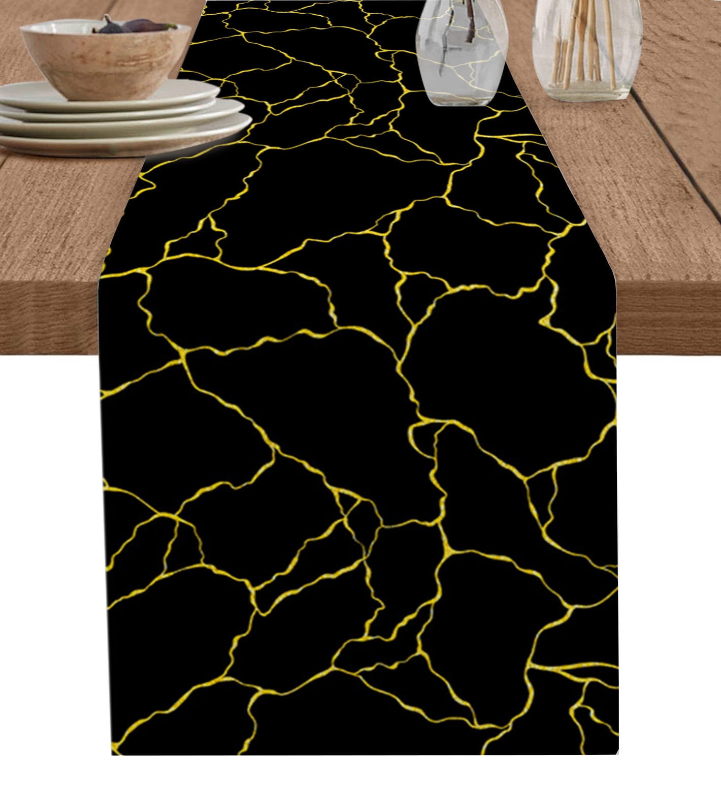 Twisted Lines Modern Art Black Table Runner Home Wedding Table Flag Mat ...