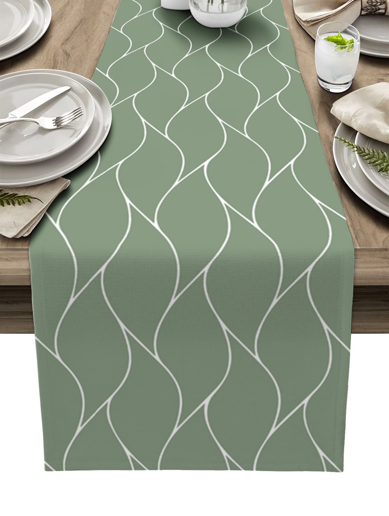 Twisted Lines Modern Art Black Table Runner Kitchen Dining Table r ...