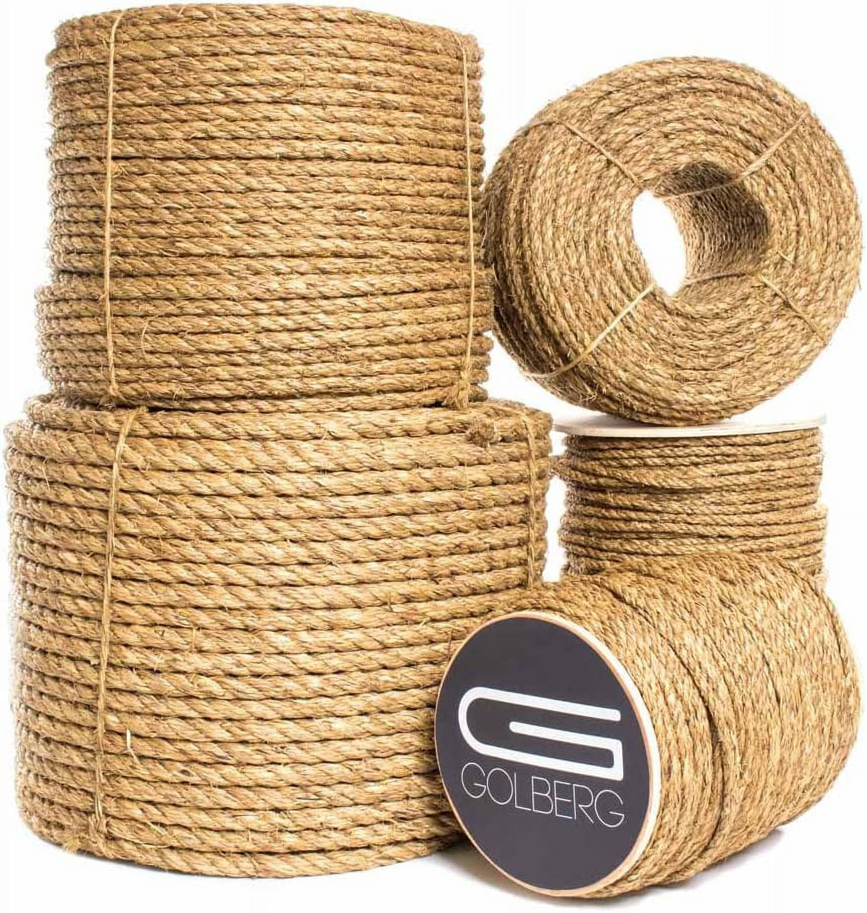 Twisted Manila Hemp Rope (3/8 Inch x 100 Feet) - Thick Heavy-Duty Rope ...