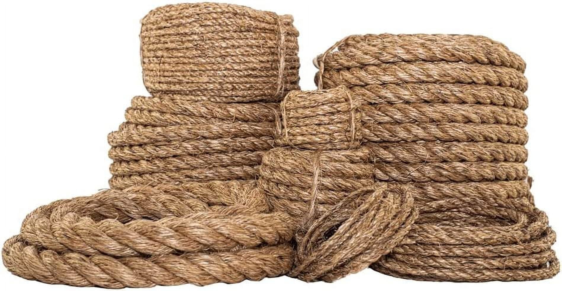 Twisted Manila Rope - Natural 3 Strand Fiber Hemp Rope for Indoor and ...