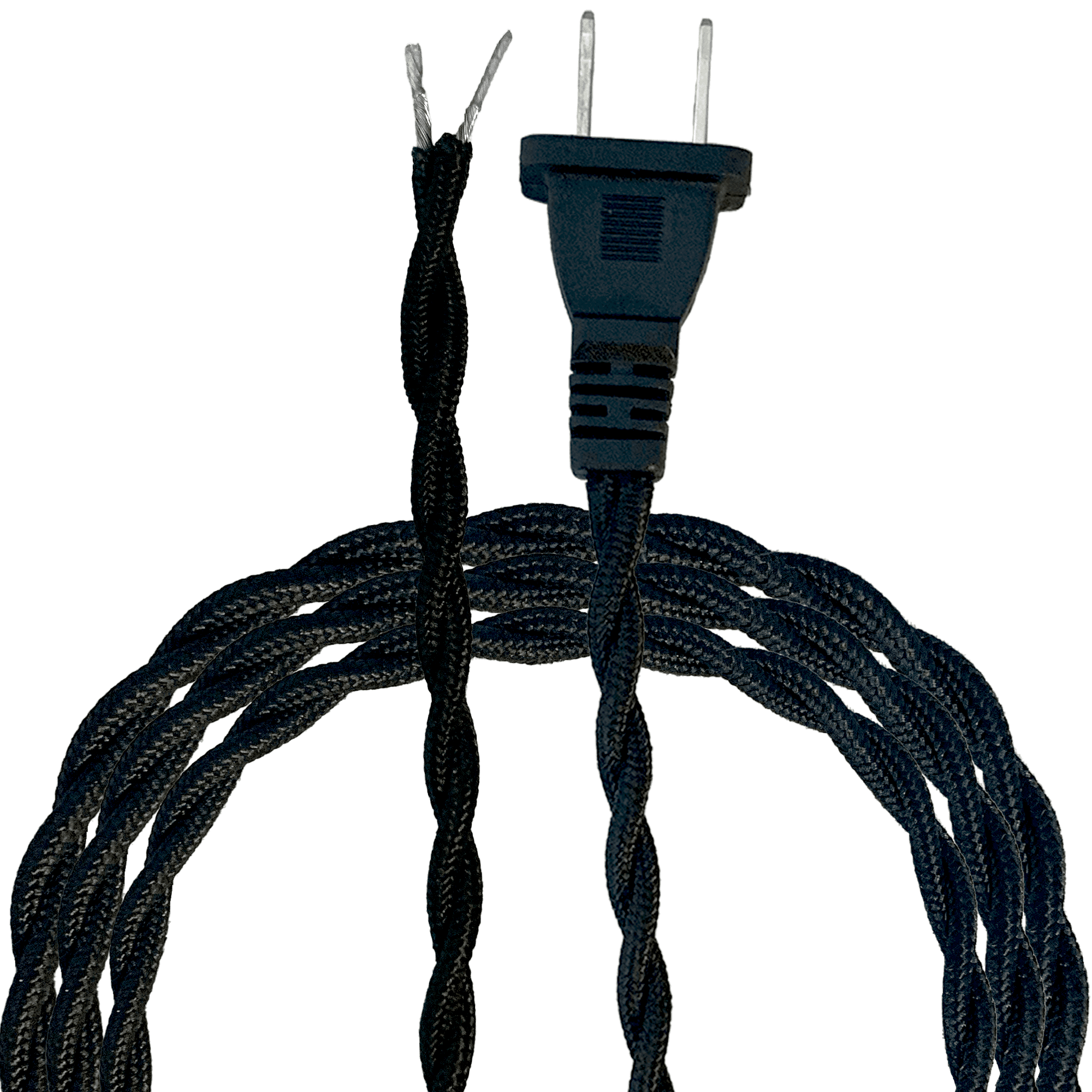 Twisted Rayon Lamp Cord with NEMA-15P Plug, Stripped Ends Ready for ...