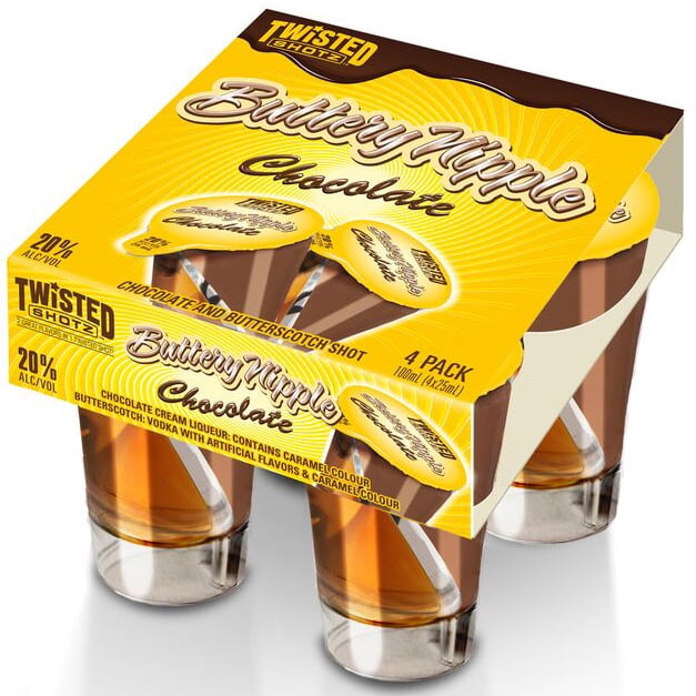 Twisted Shotz Buttery Nipple Chocolate Cocktail, 100 ml 4 Pack Cup 20% ...