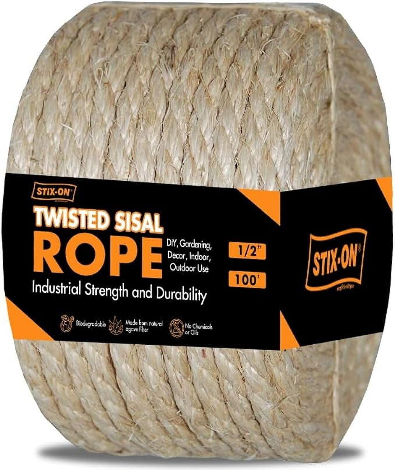 Twisted Sisal Rope – 100' X 1/2" Sisal Twine – Multipurpose Rope for Cat Scratcher, DIY Projects ...