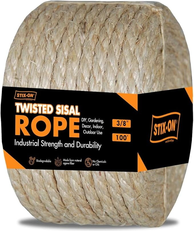 Twisted Sisal Rope – 100' X 3/8" Sisal Twine – Multipurpose Rope for ...